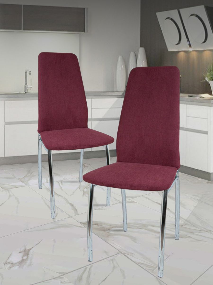 Кухонные стулья мягкие со спинкой Мебель Хром 2 шт ежевичный