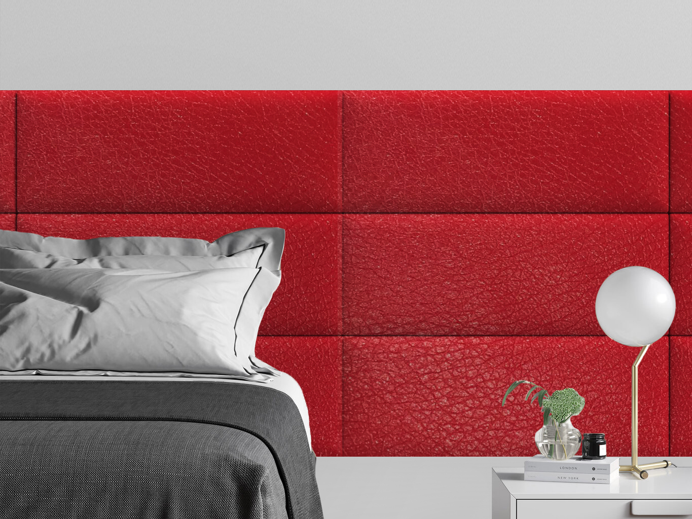 Мягкое изголовье кровати Eco Leather Red 30х80 см 4 шт.