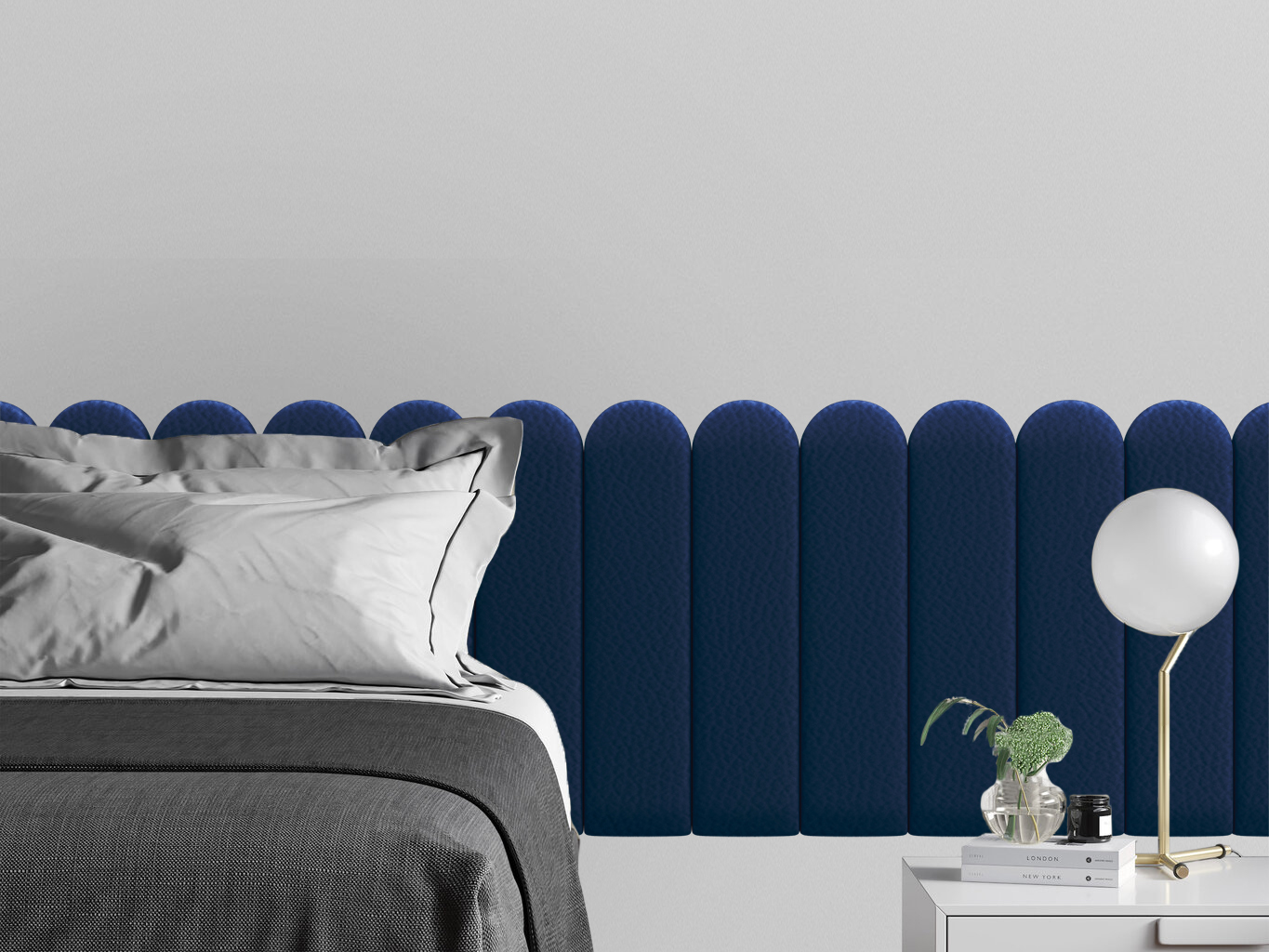Мягкое изголовье кровати Eco Leather Blue 15х60R см 4 шт.