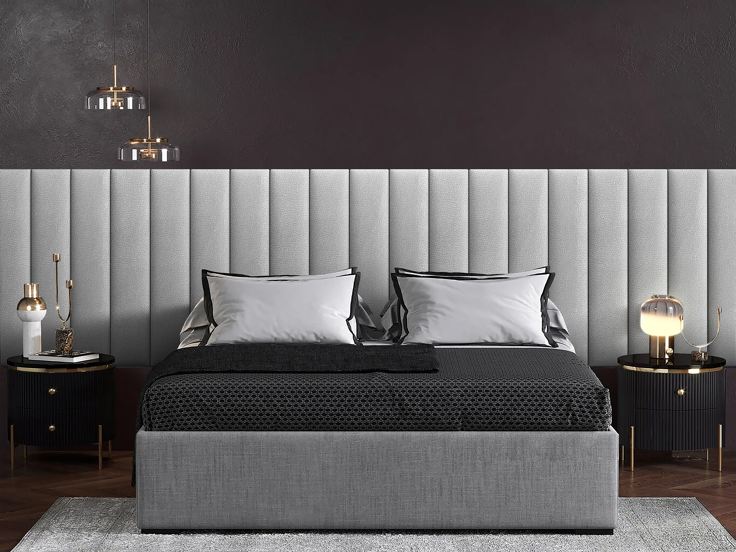 Панель кровати Eco Leather Silver 20х100 см 4 шт.