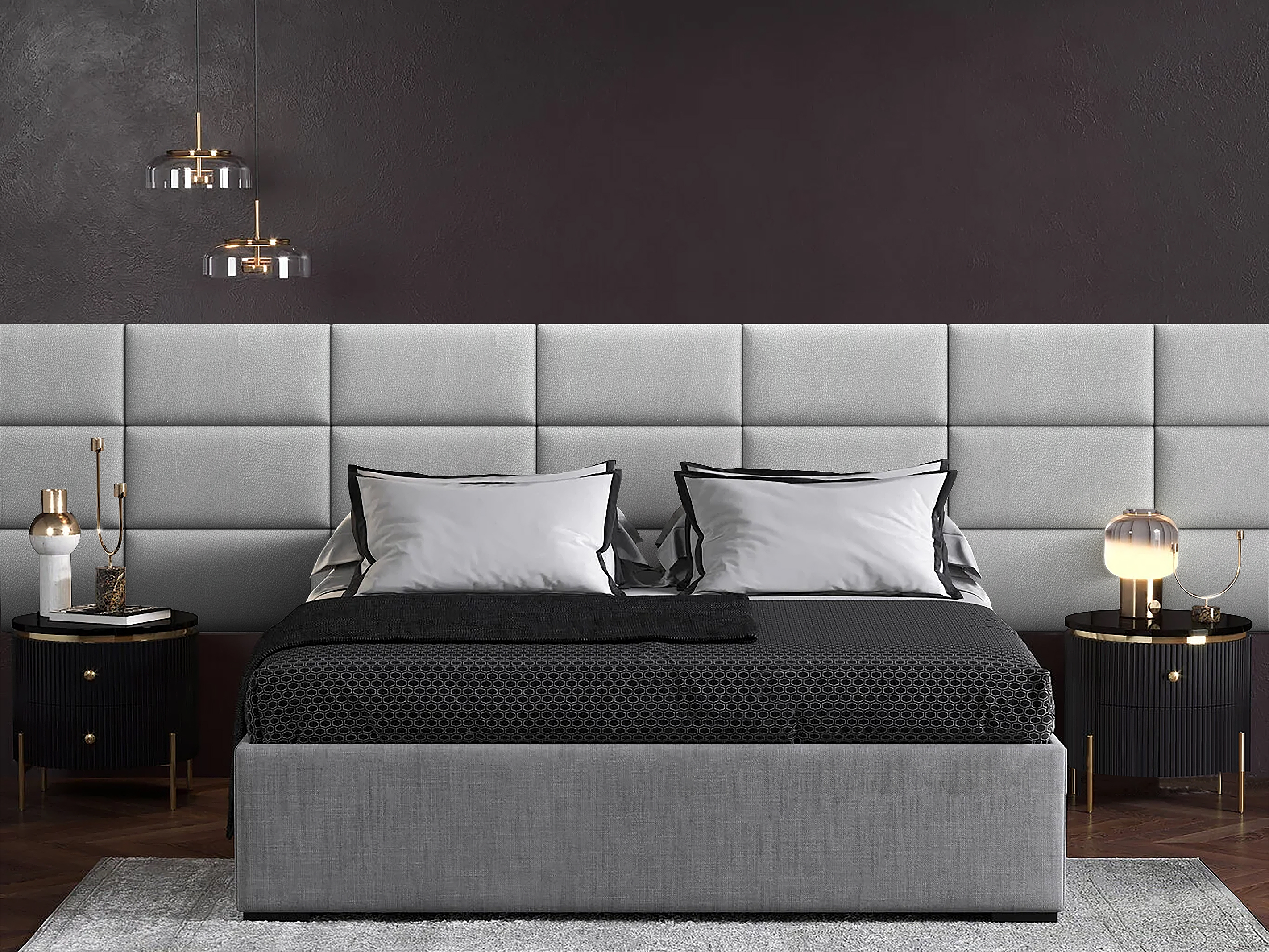 Панель кровати Eco Leather Silver 30х60 см 1 шт.
