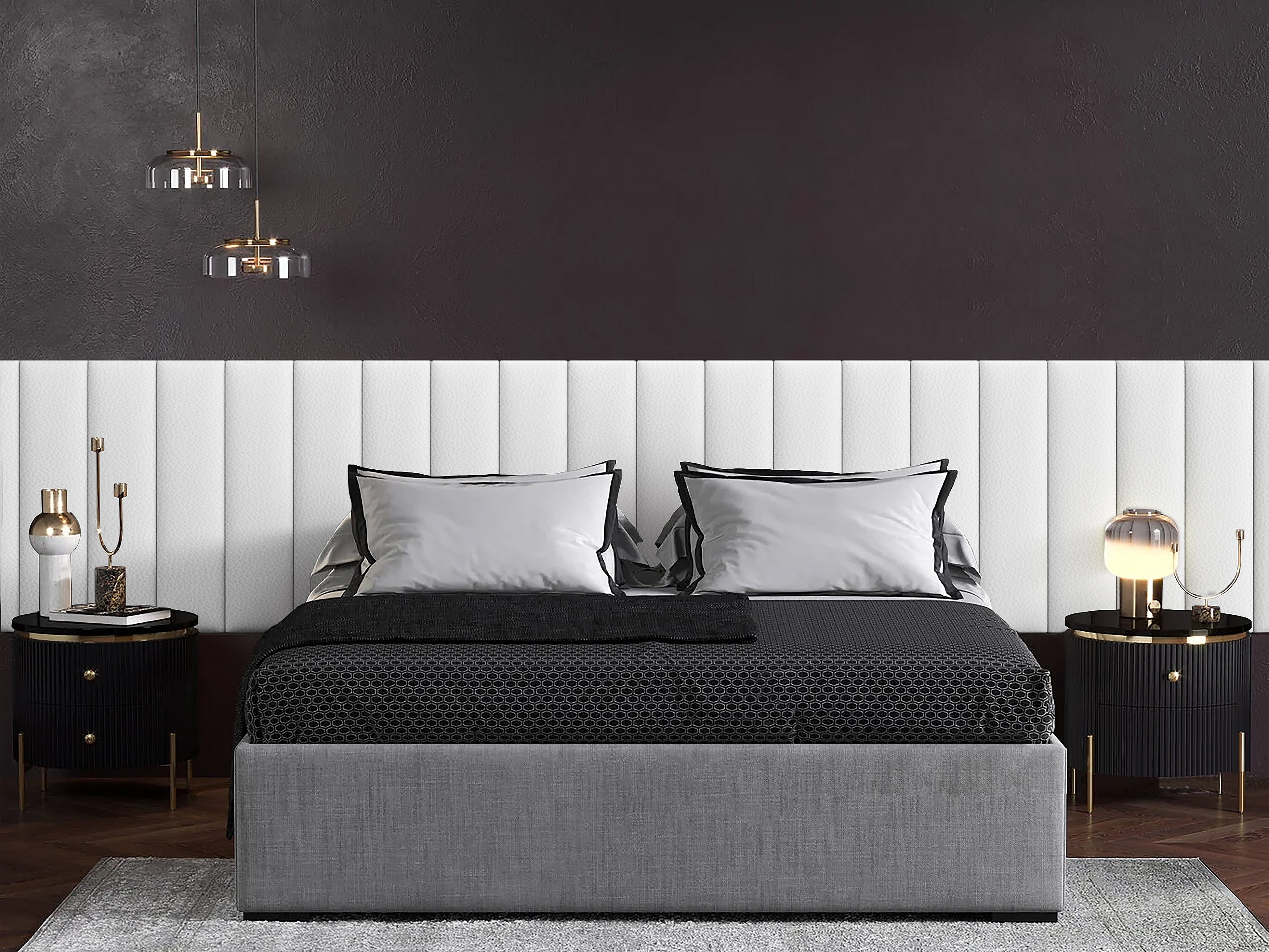 Панель кровати Eco Leather White 20х80 см 4 шт.