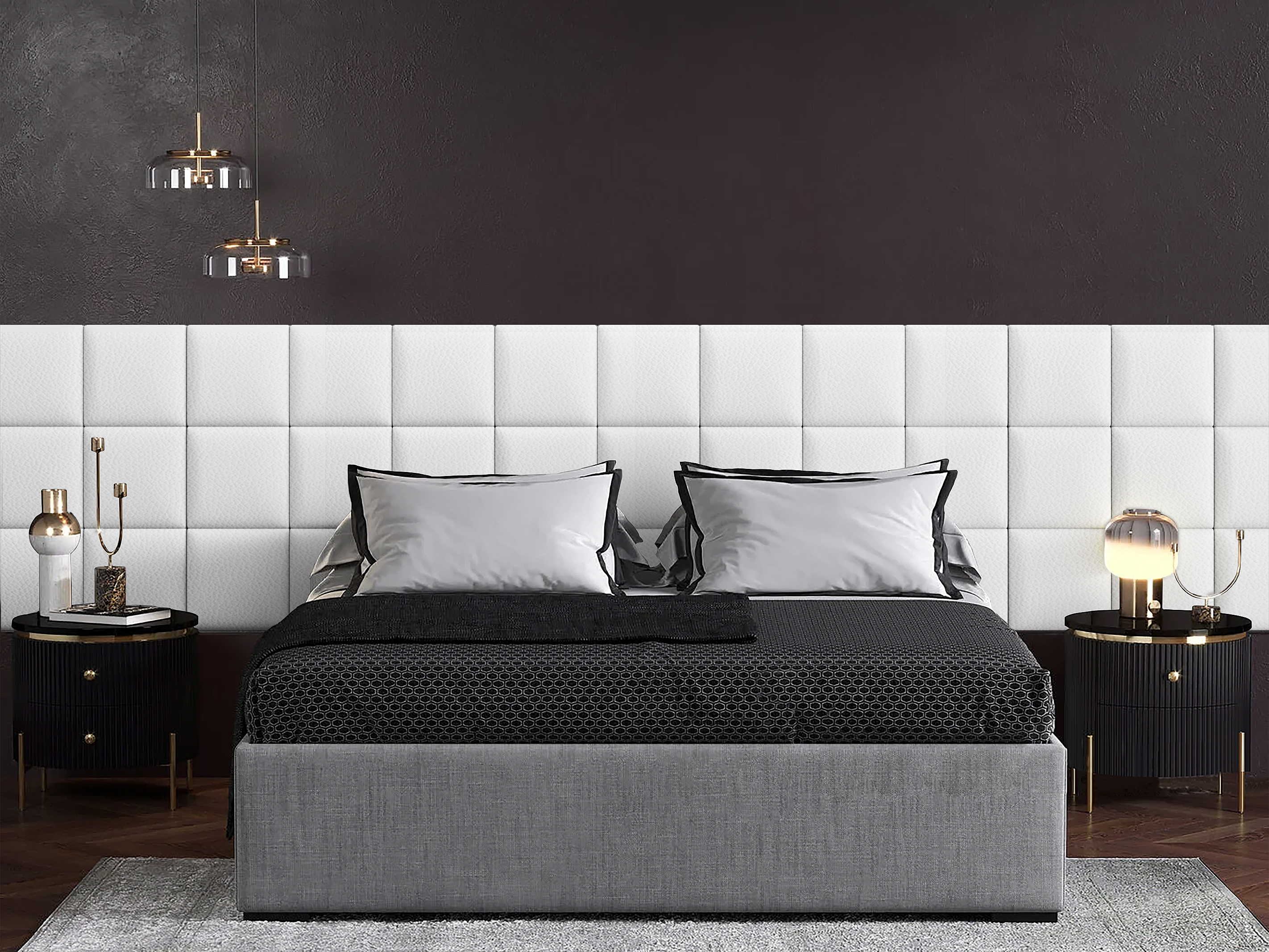 Панель кровати Eco Leather White 30х30 см 1 шт.