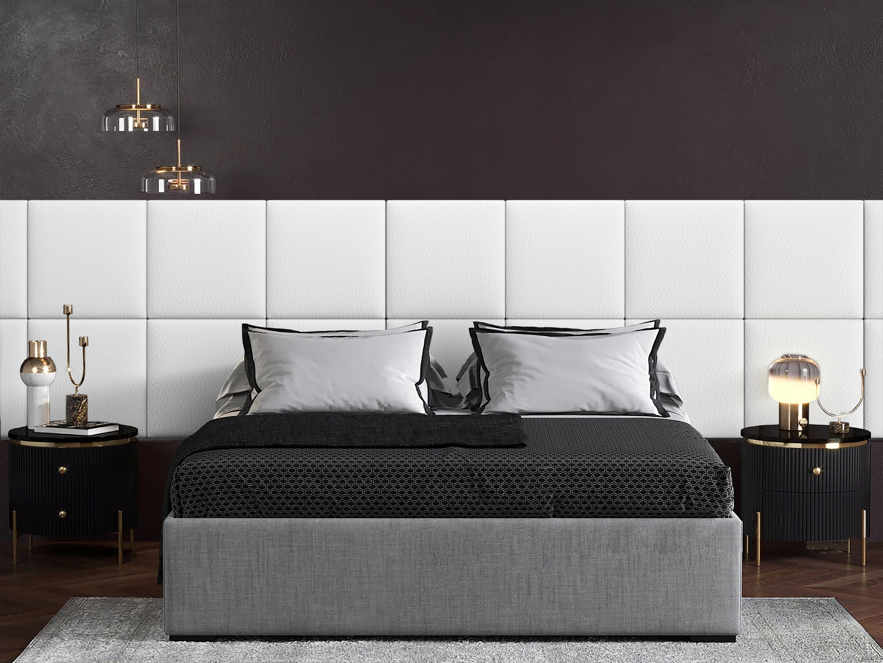 Панель кровати Eco Leather White 50х50 см 1 шт.