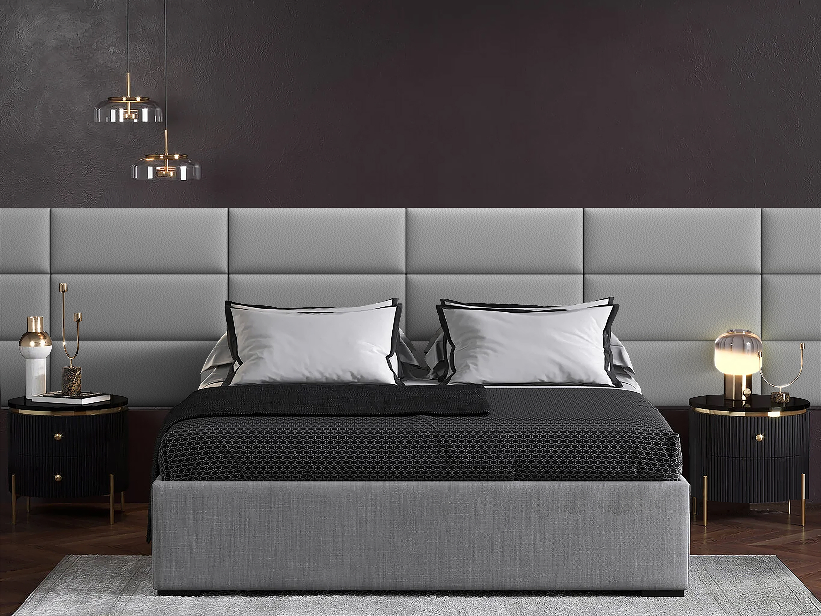 Панель кровати Eco Leather Grey 30х80 см 4 шт.