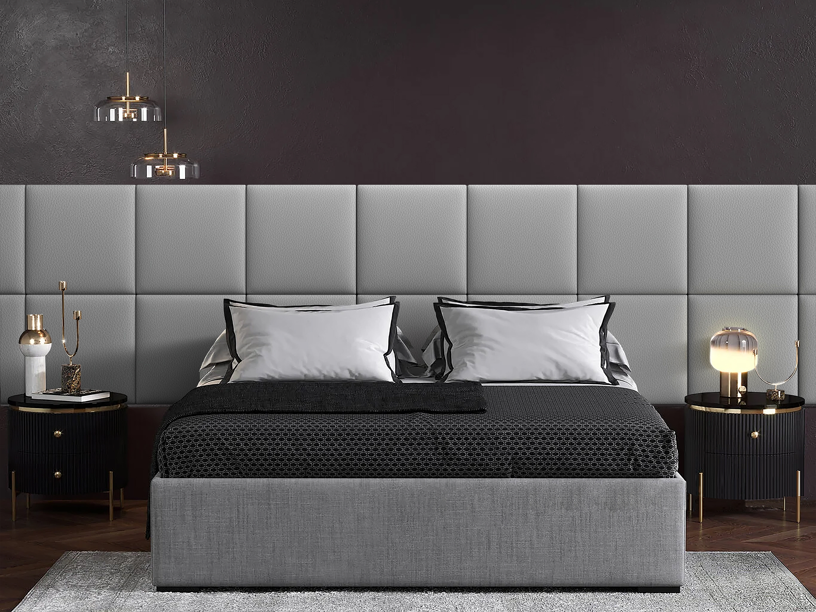 Панель кровати Eco Leather Grey 50х50 см 2 шт.