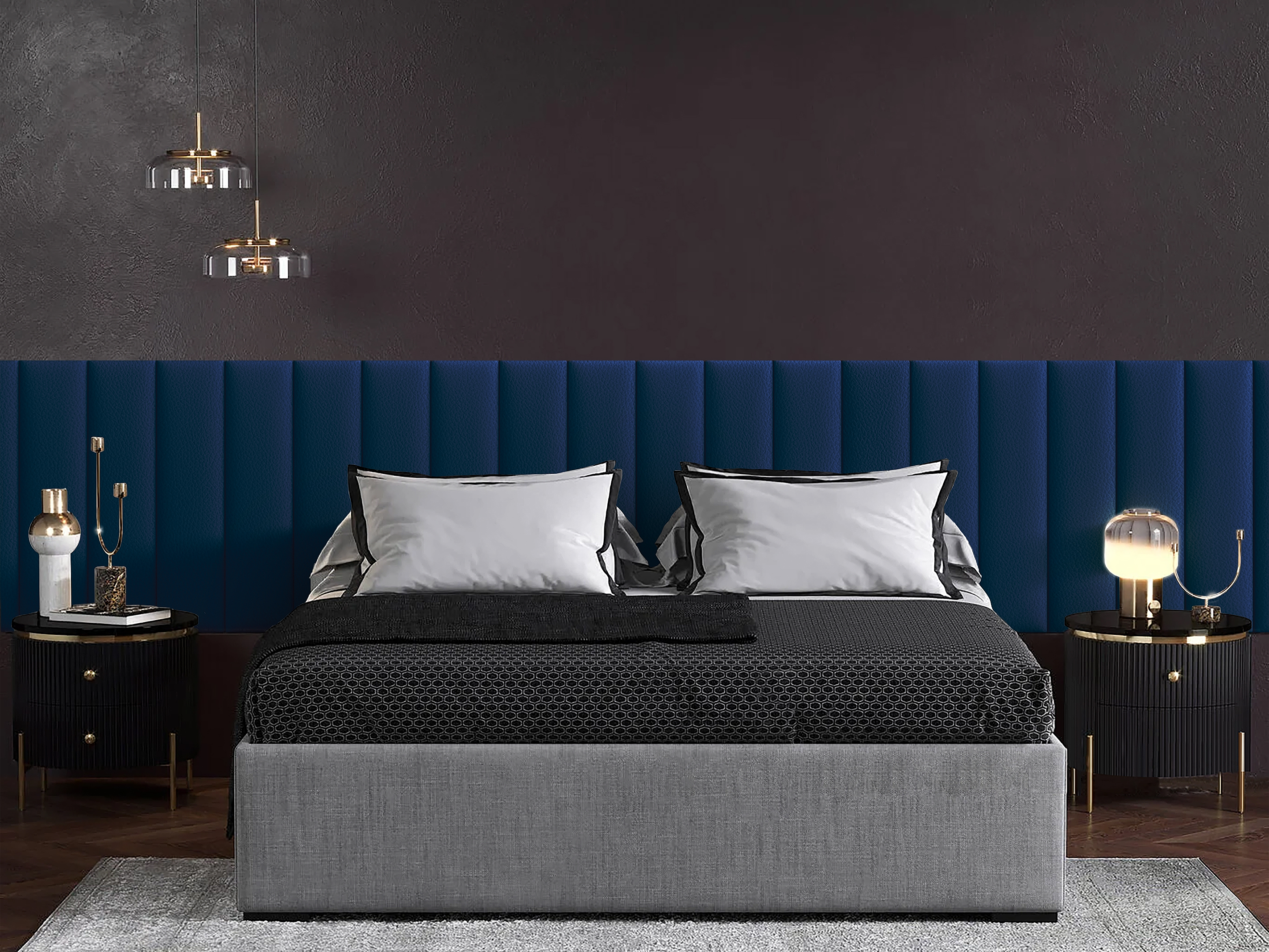 Панель кровати Eco Leather Blue 20х80 см 4 шт.