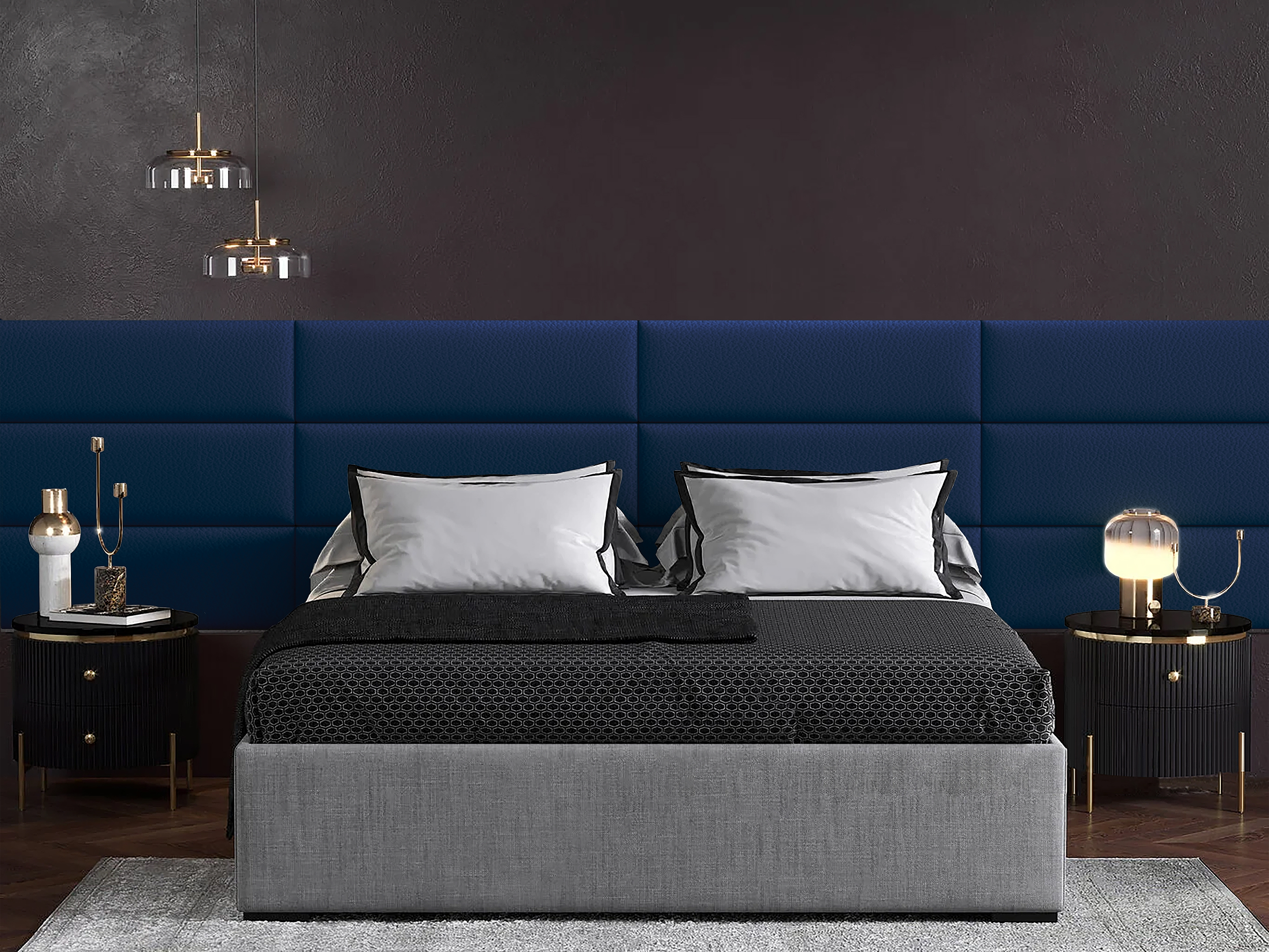Панель кровати Eco Leather Blue 30х100 см 4 шт.