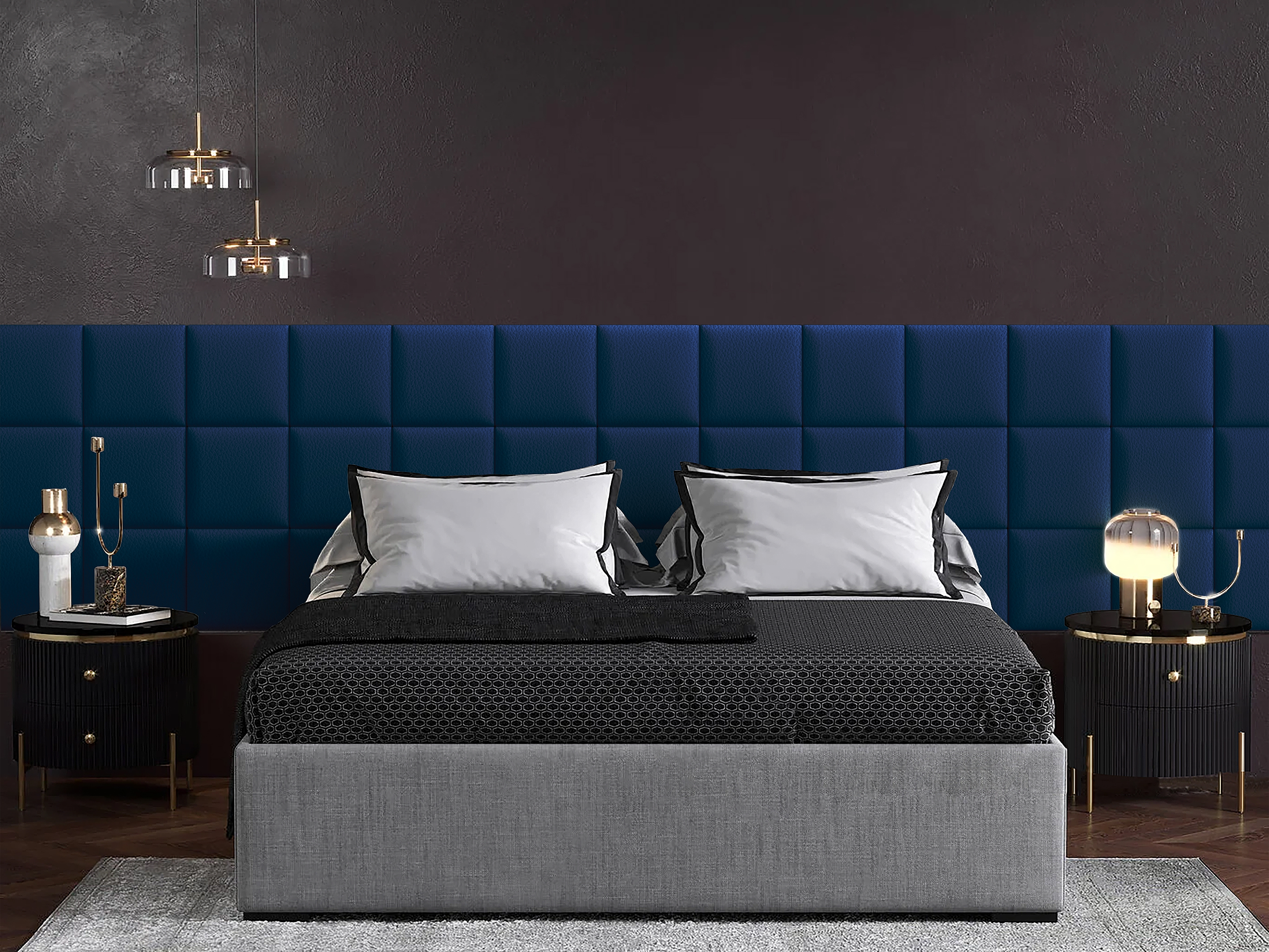Панель кровати Eco Leather Blue 30х30 см 4 шт.