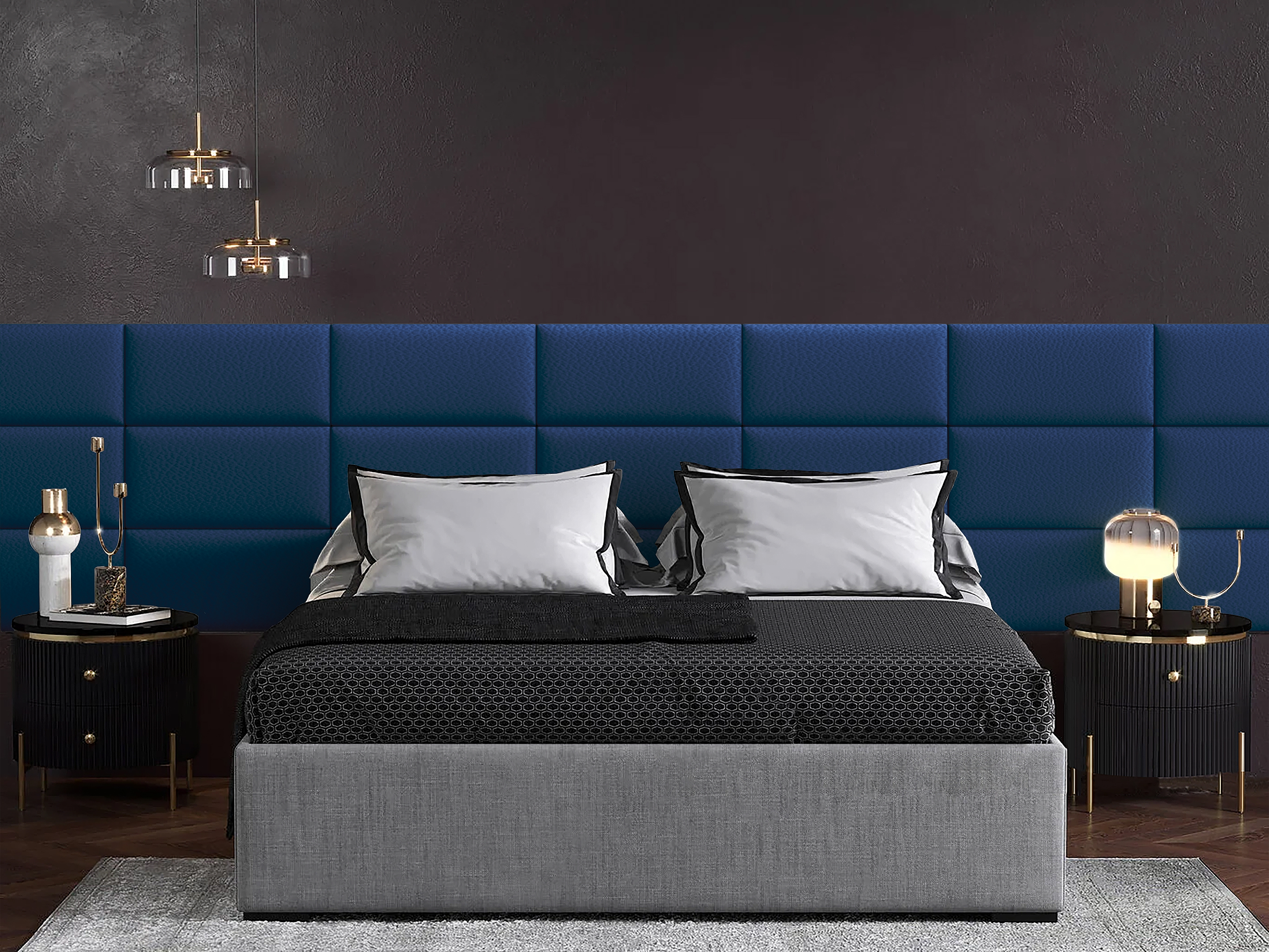 Панель кровати Eco Leather Blue 30х60 см 1 шт.