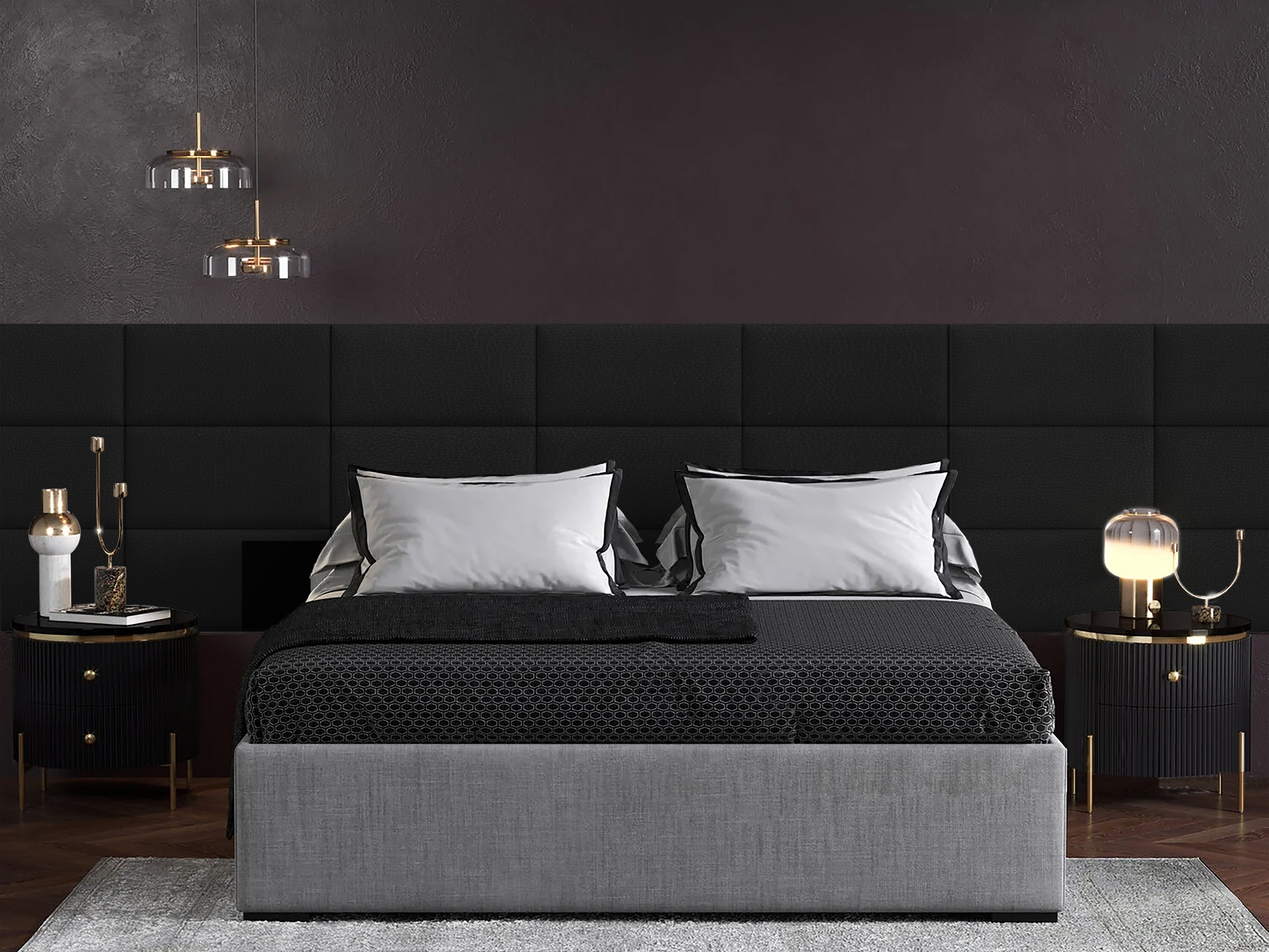 Панель кровати Eco Leather Black 30х60 см 1 шт.