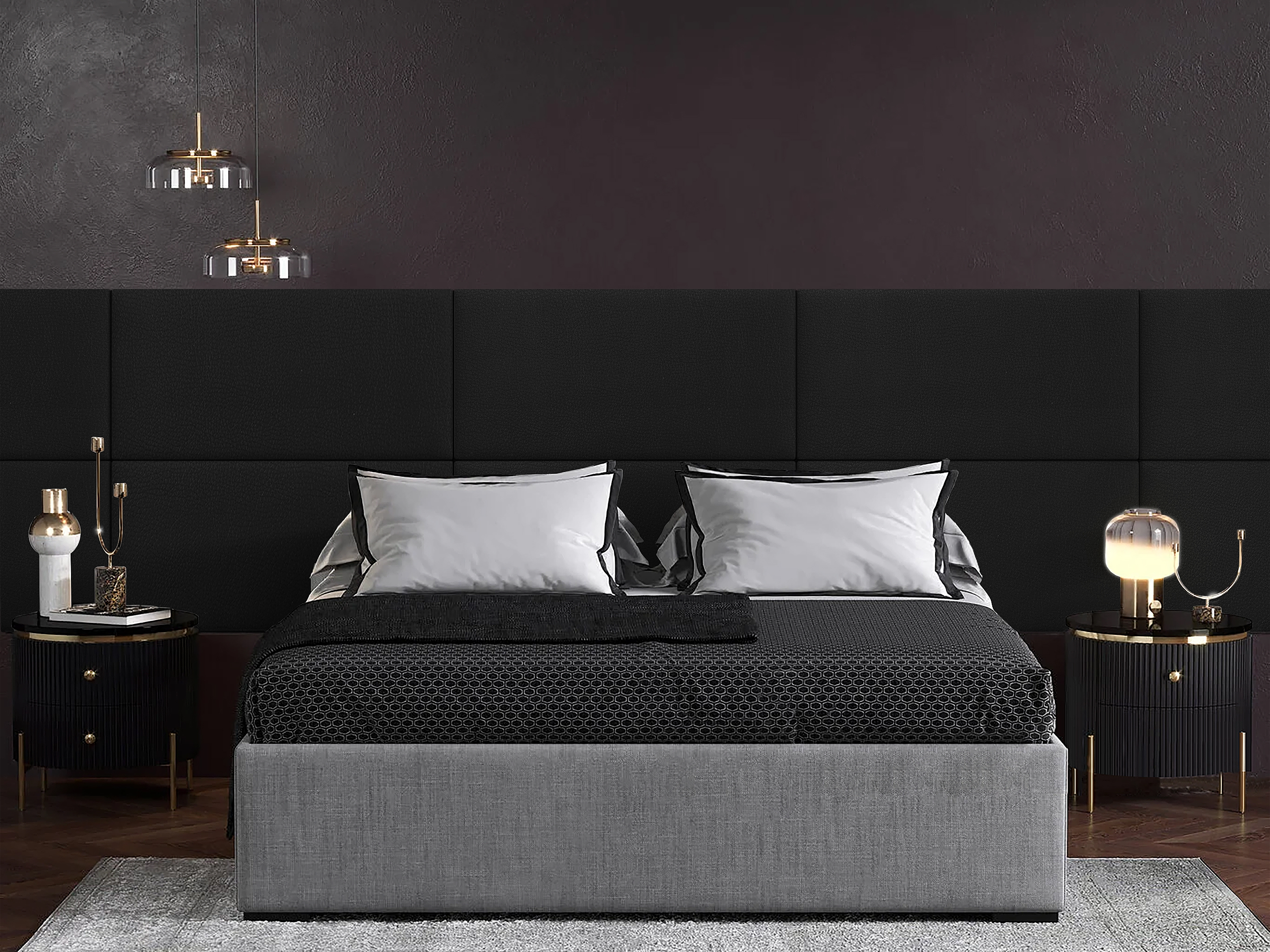 Панель кровати Eco Leather Black 50х100 см 1 шт.