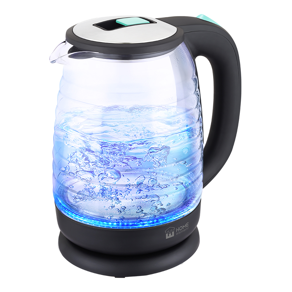 Чайник электрический Home Element HE-KT2305 2 л голубой, прозрачный, черный