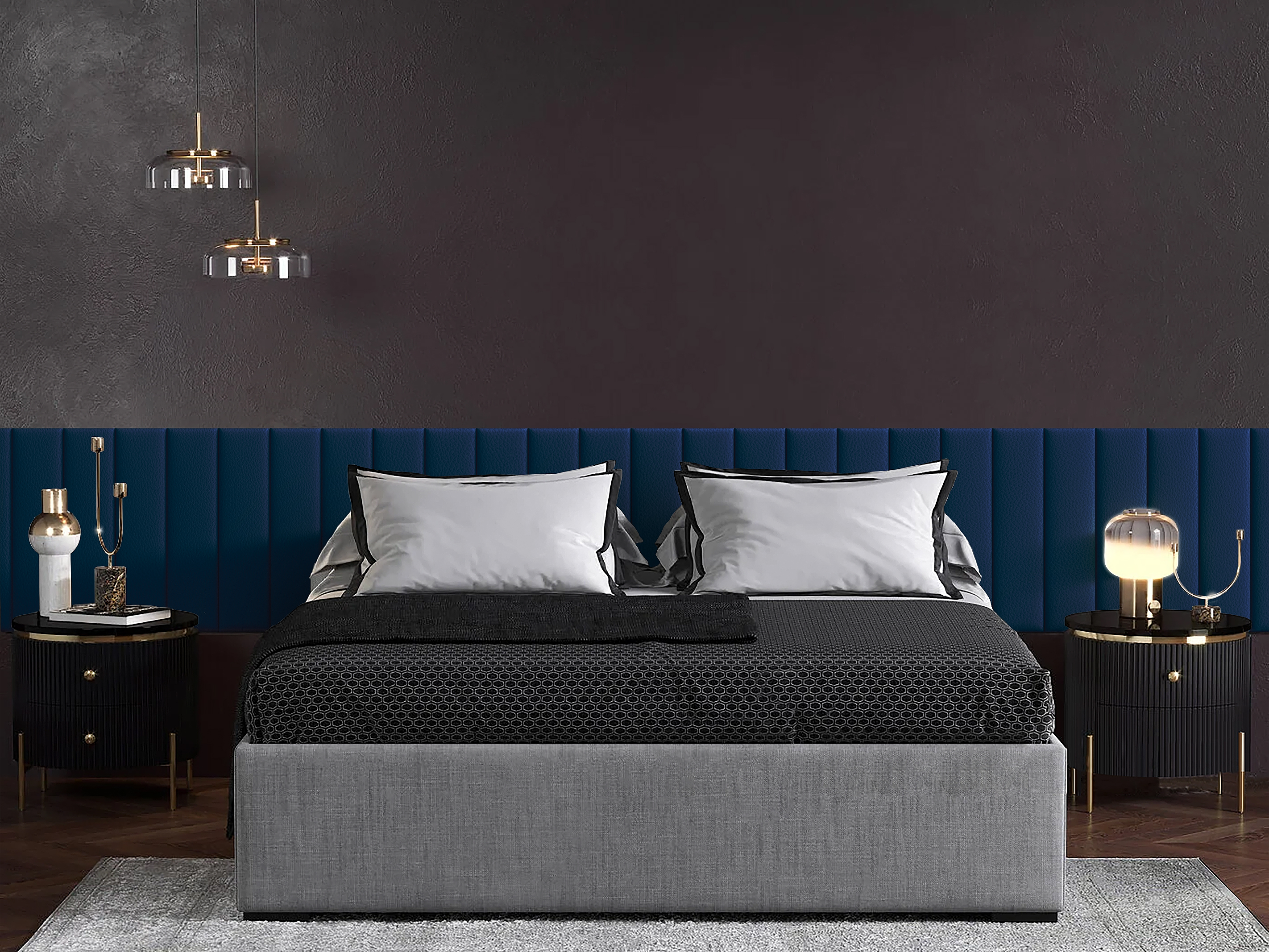Панель кровати Eco Leather Blue 15х60 см 2 шт.