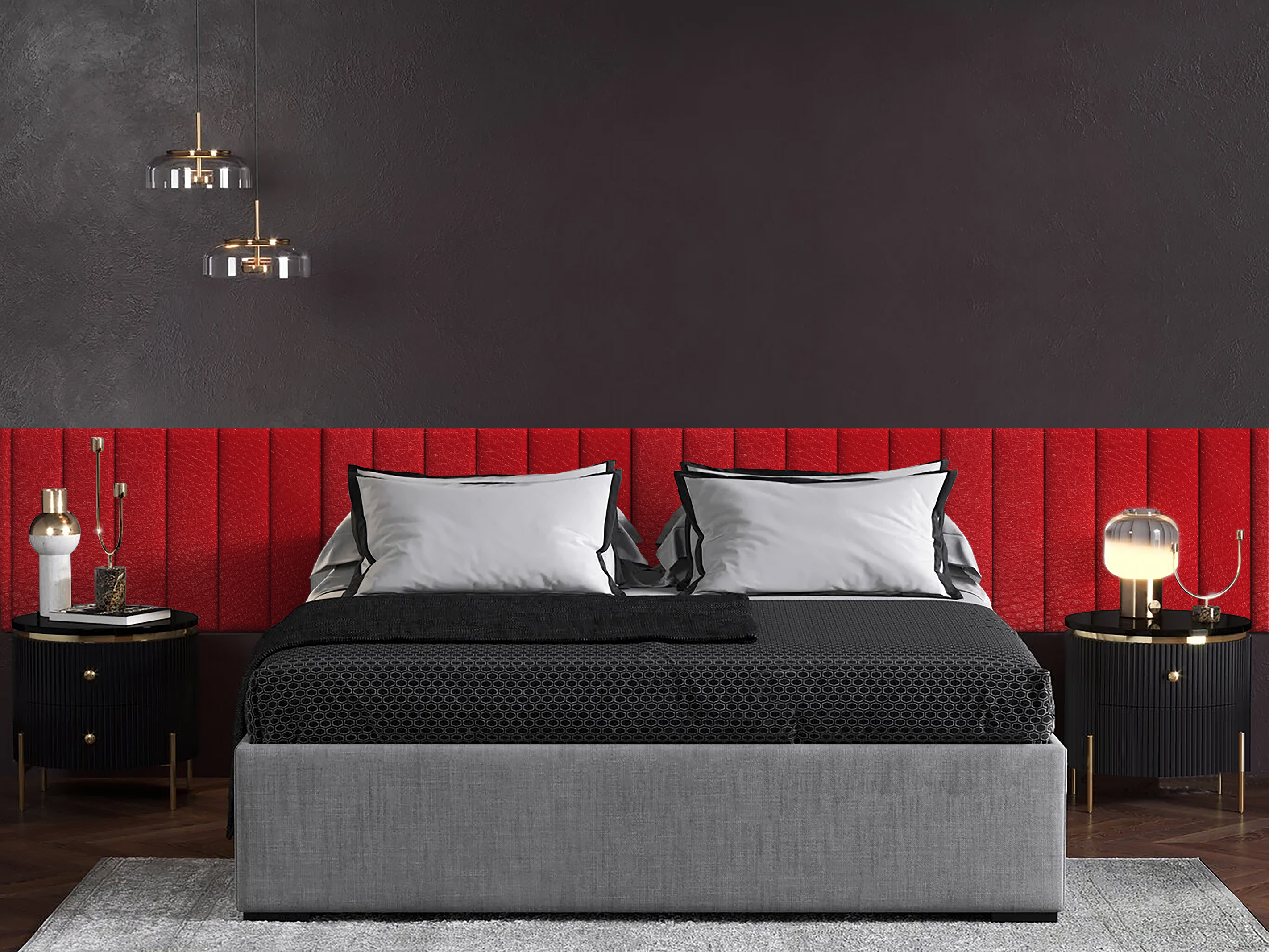 Панель кровати Eco Leather Red 15х60 см 2 шт.