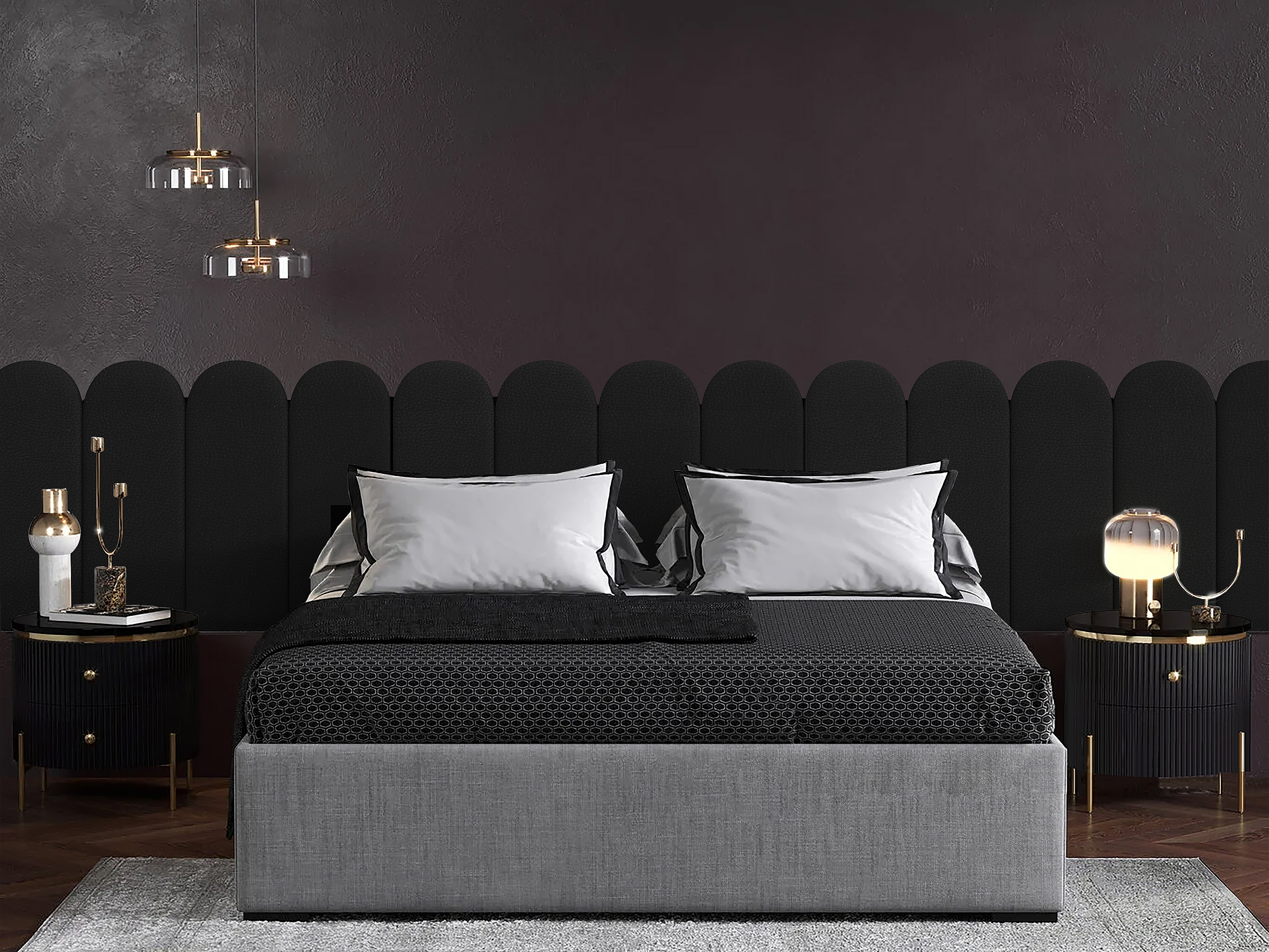 Панель кровати Eco Leather Black 30х60R см 4 шт.
