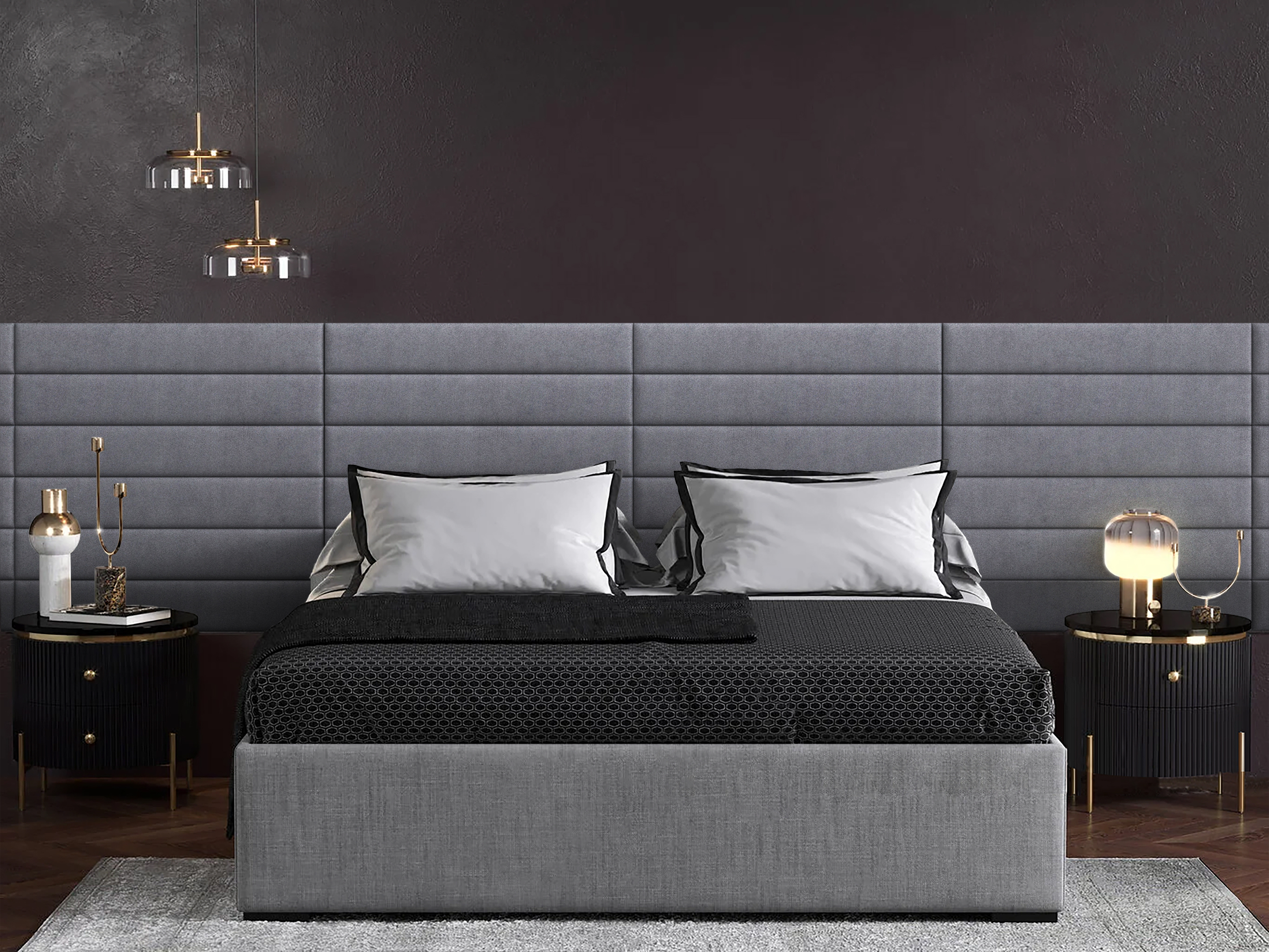 Панель кровати Alcantara Gray 15х90 см 4 шт.