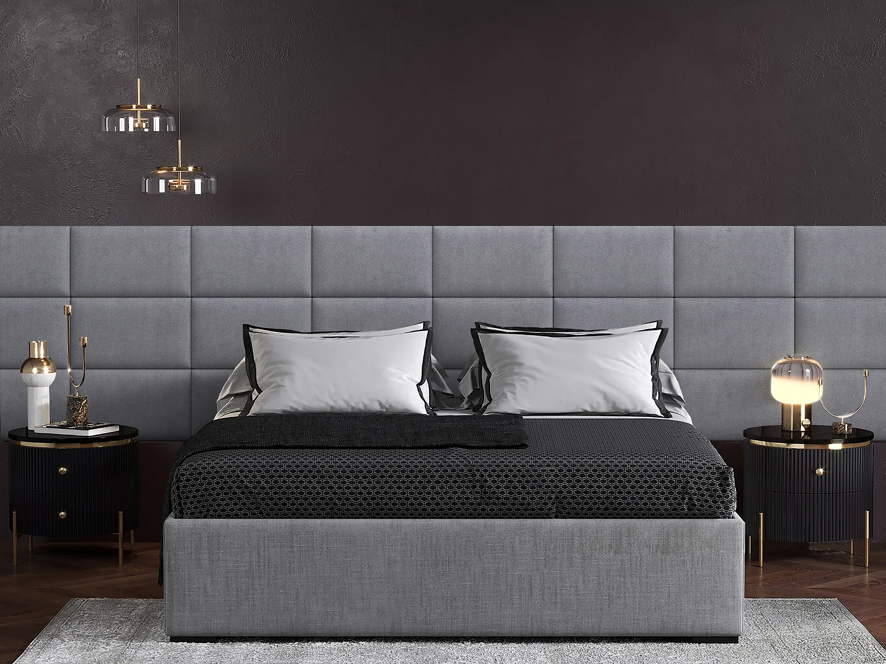 Панель кровати Alcantara Gray 30х50 см 4 шт.