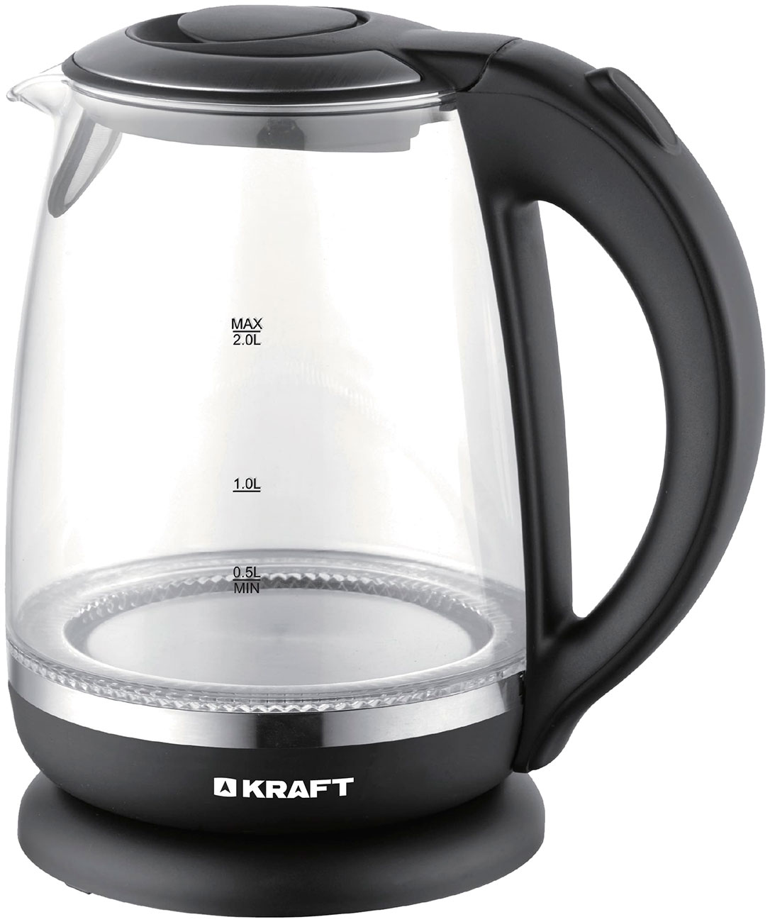 Чайник электрический KRAFT KF-KG2018BL 1.7 л Black, Transparent