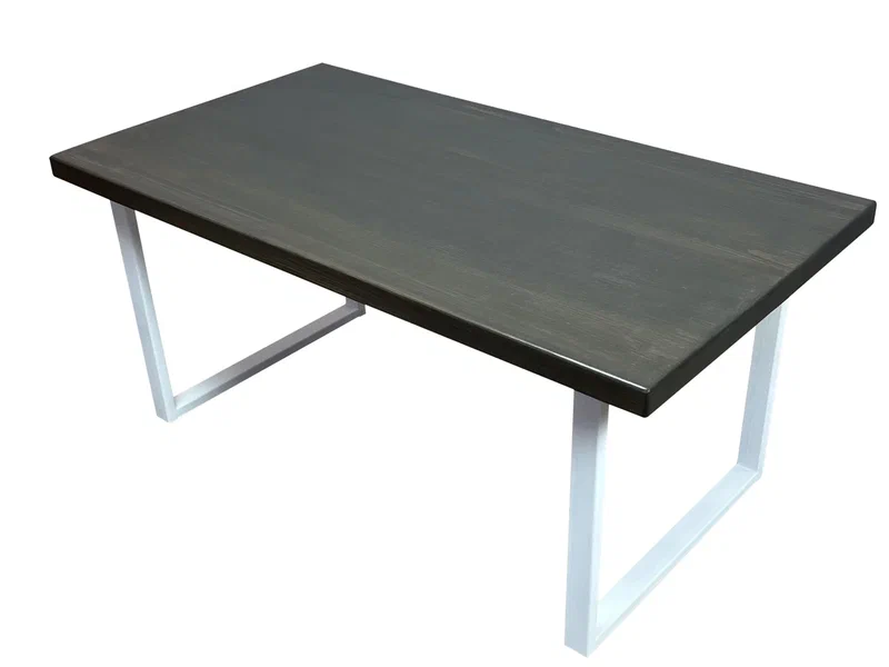 Журнальный стол Solarius Loft металл-дерево 100х75х50, цвет венге с белыми ножками