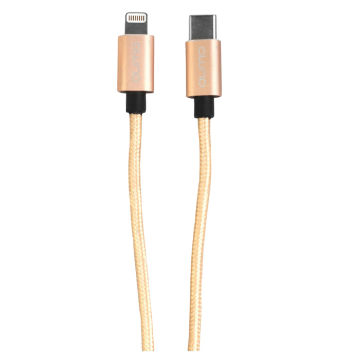 Кабель Qumo, MFI С48, Type-С-Apple 8 pin, 1м, 5В, 2,4A, 12Вт Gold