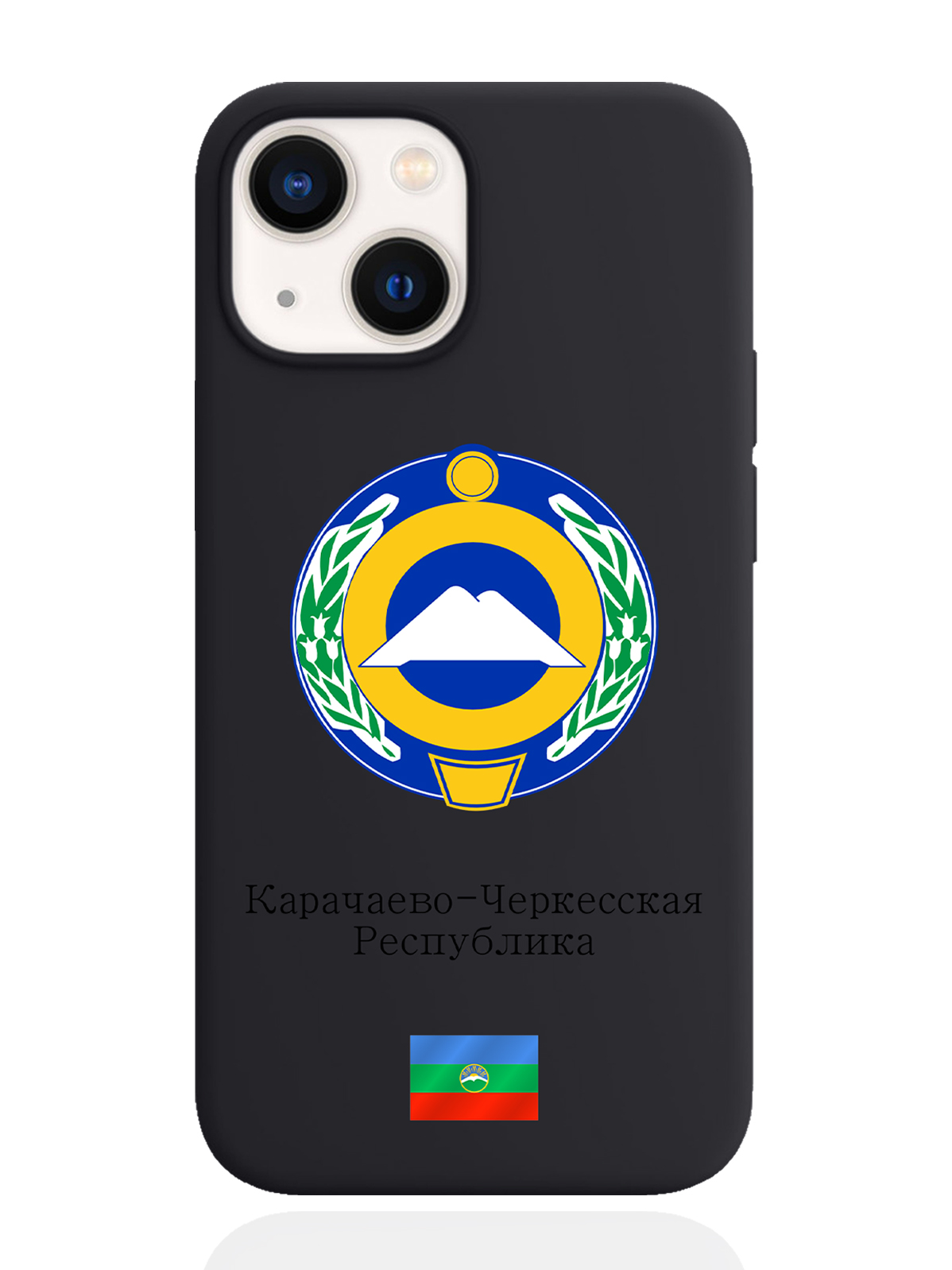 Чехол SignumCase для iPhone 13 mini Герб Карачаево-Черкесской Республики черный