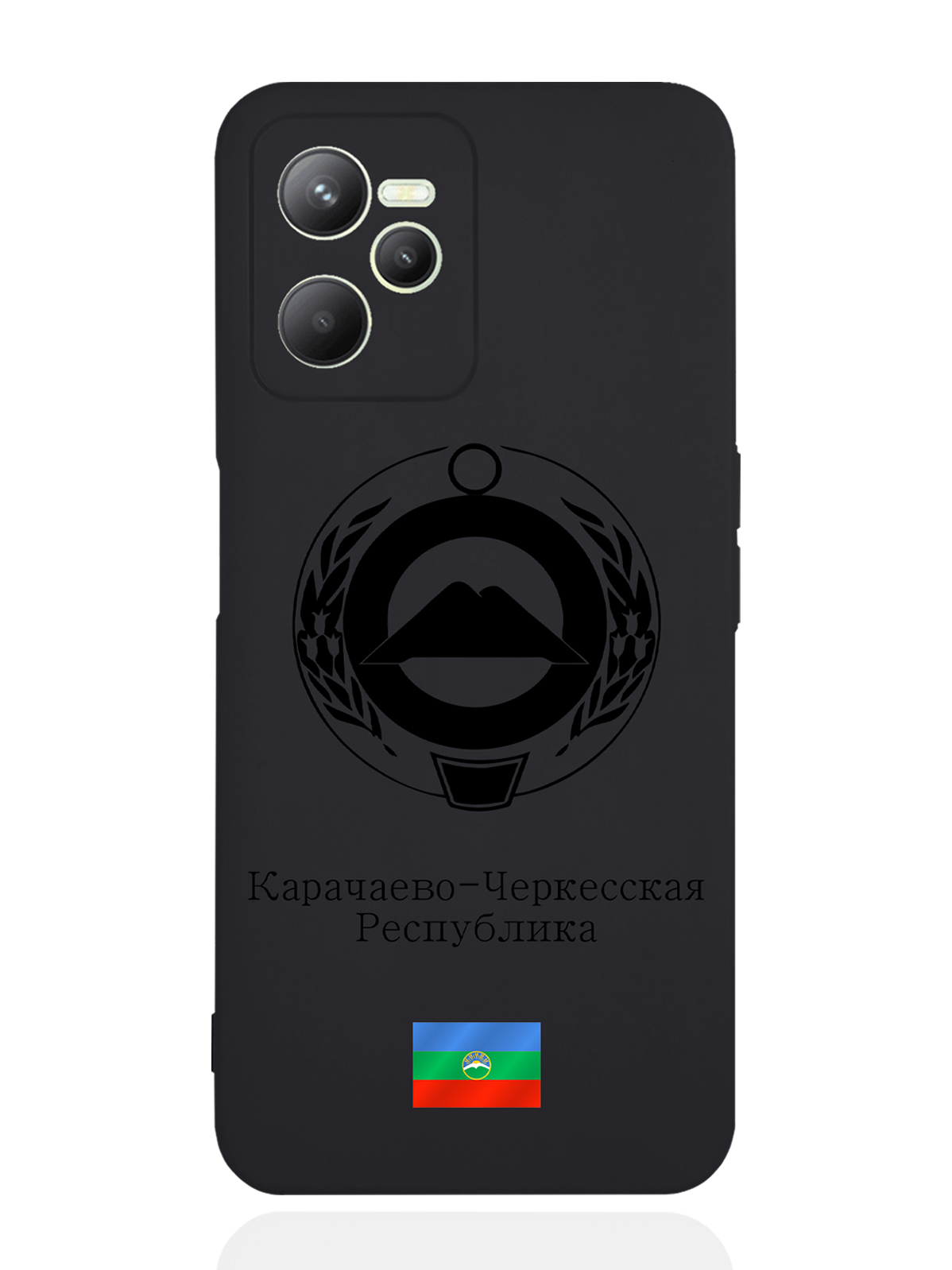 Чехол SignumCase для realme C35 Черный лаковый Герб Карачаево-Черкесской Республики черный