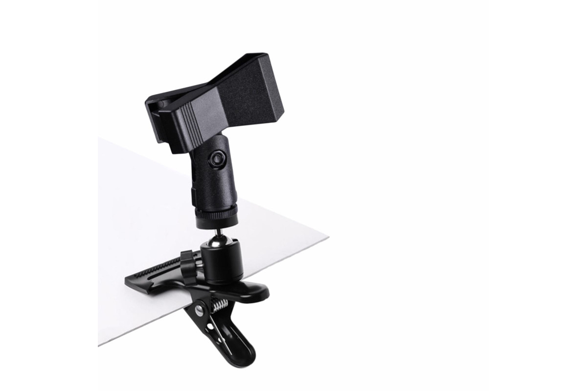 Держатель-прищепка для микрофона на зажиме до 4,7 см с поворотом на 360 градусов