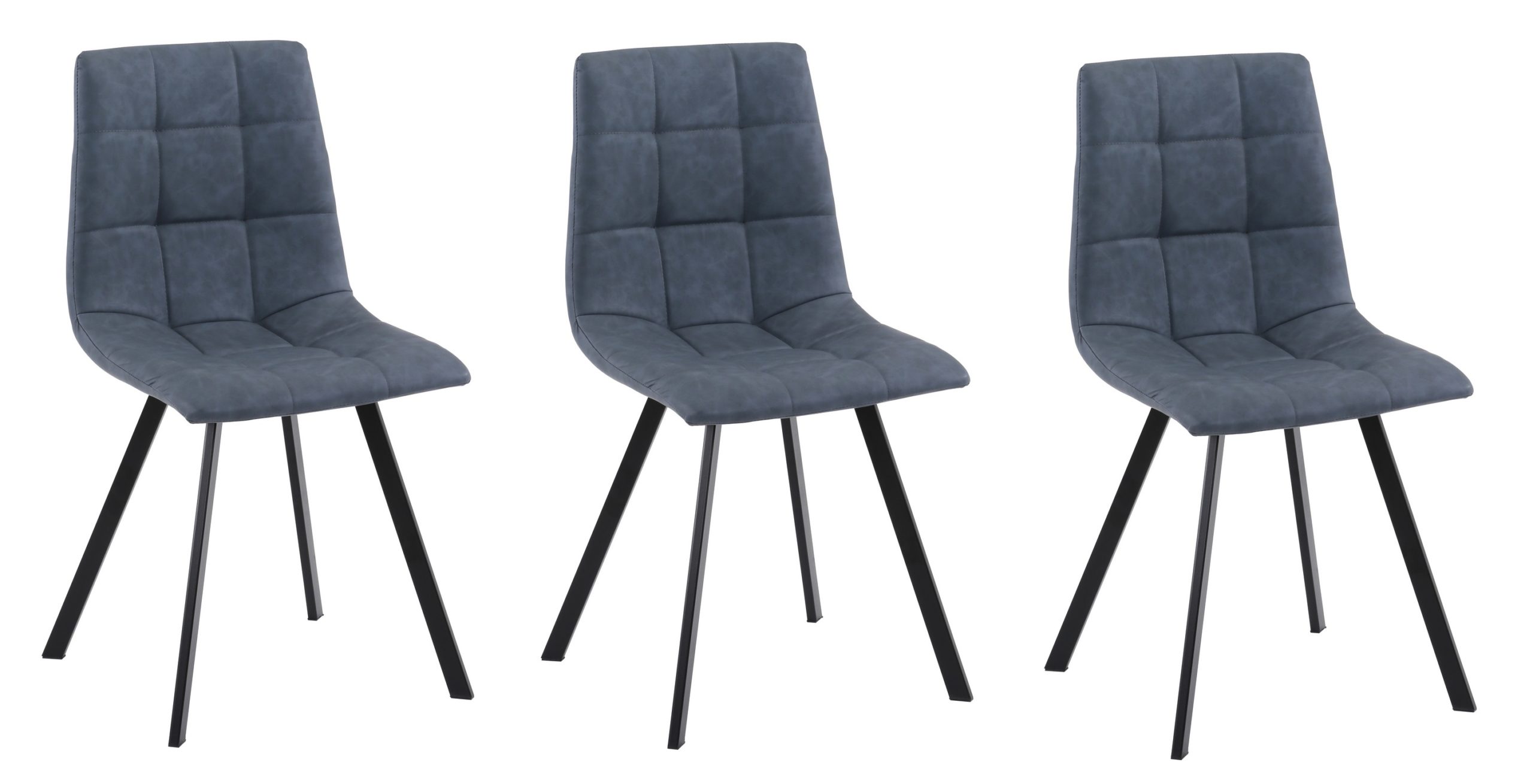 Комплект стульев Терминал MIA экокожа винтажный синий, опоры черные, 3 шт.