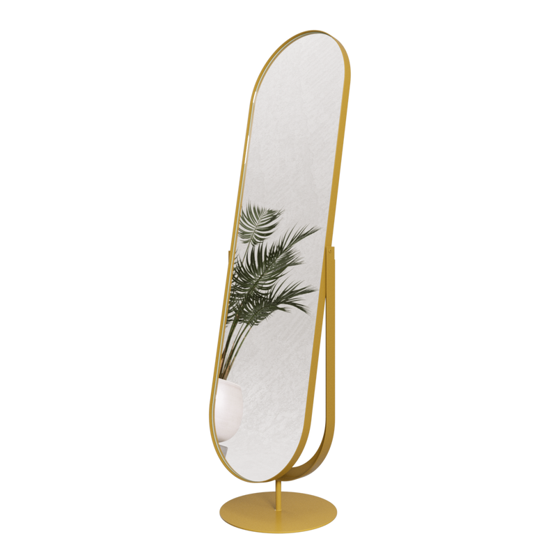 Зеркало напольное OZEVIS Gold 165x46 см, дизайнерское, в золотой металлической раме
