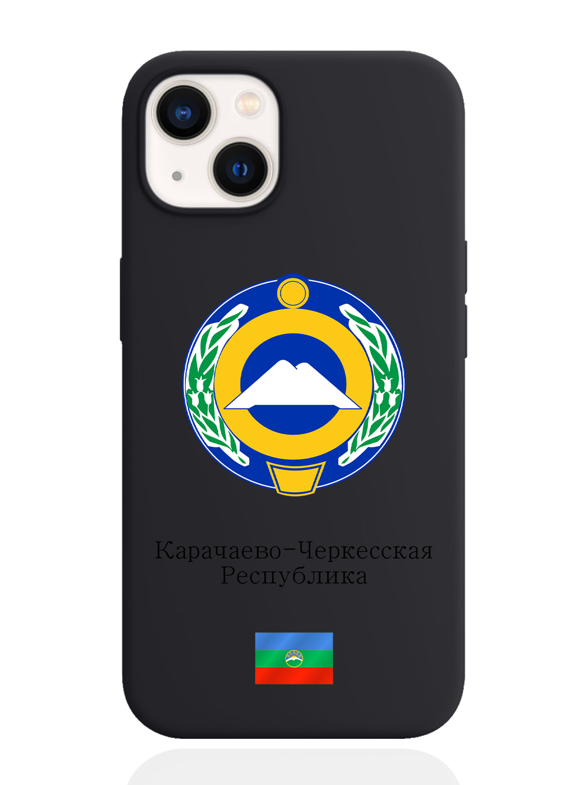 Чехол SignumCase для iPhone 13 Герб Карачаево-Черкесской Республикичерный
