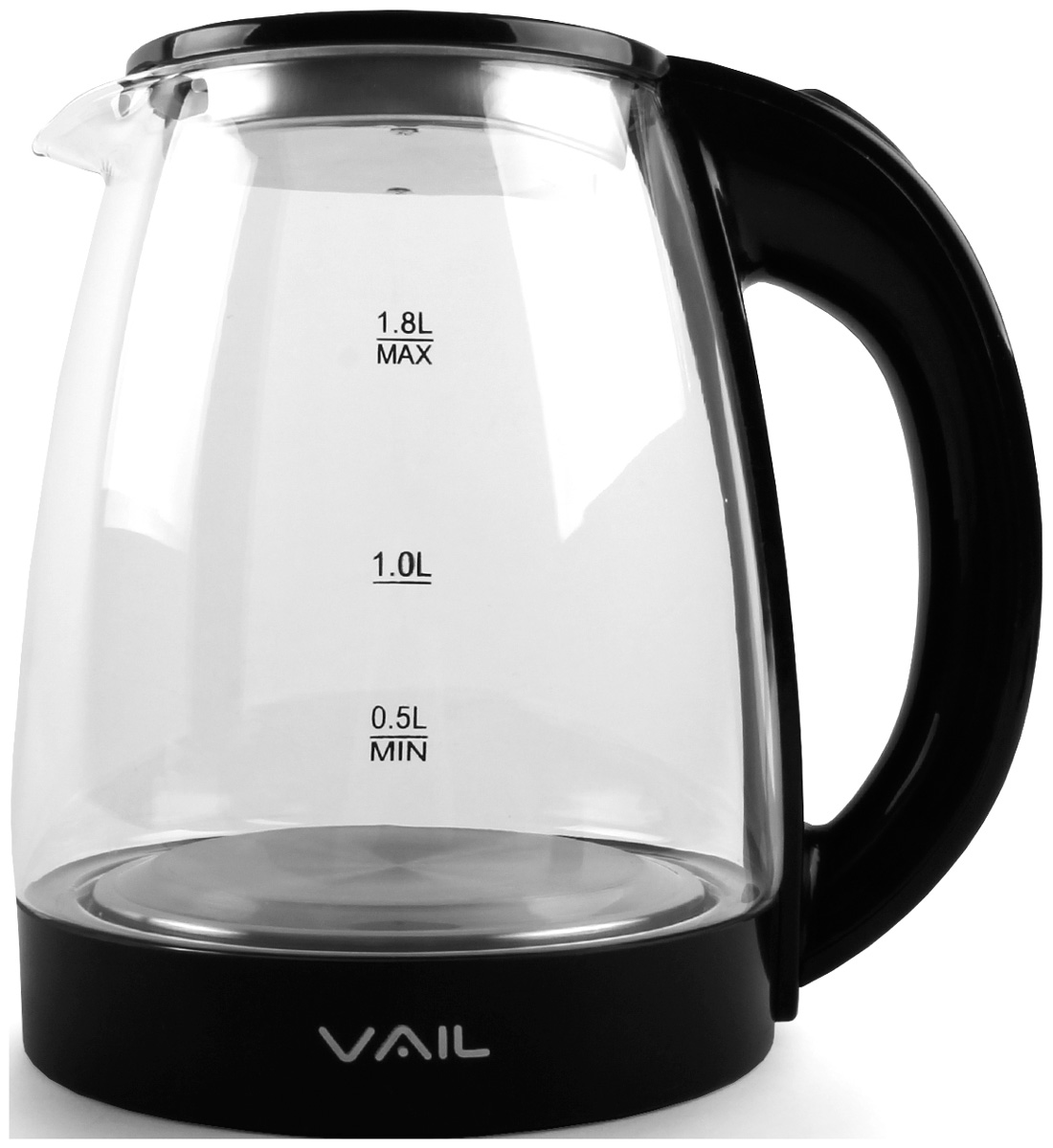 Чайник электрический VAIL VL-5550 Black 1,8 л. 1.8 л Transparent, Black