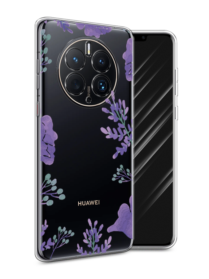 Чехол Awog для Huawei Mate 50 Pro "Сиреневая цветочная рамка"
