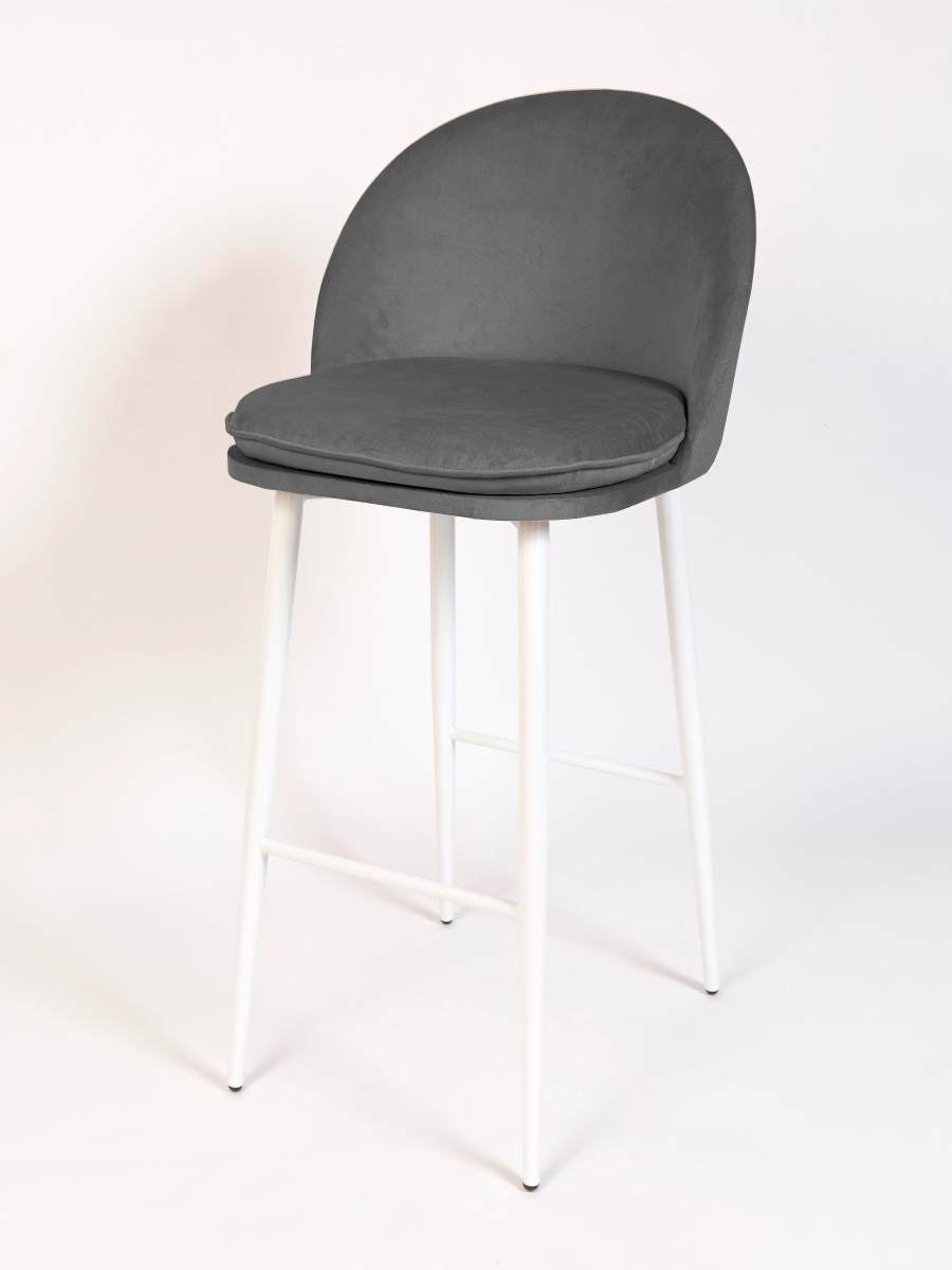 Барный стул Альта, ноги белый металл, темно-серый