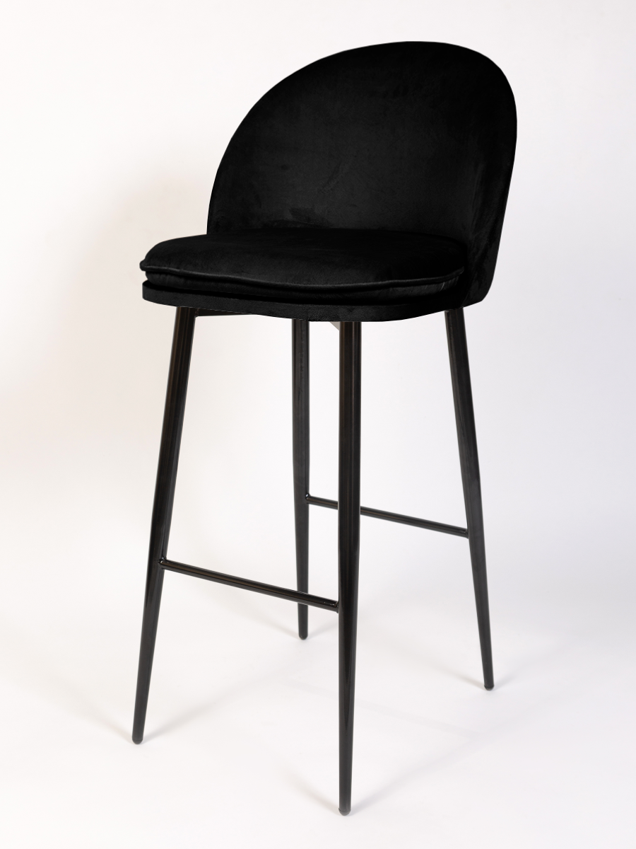 Барный стул Альта, ноги черный металл, черный
