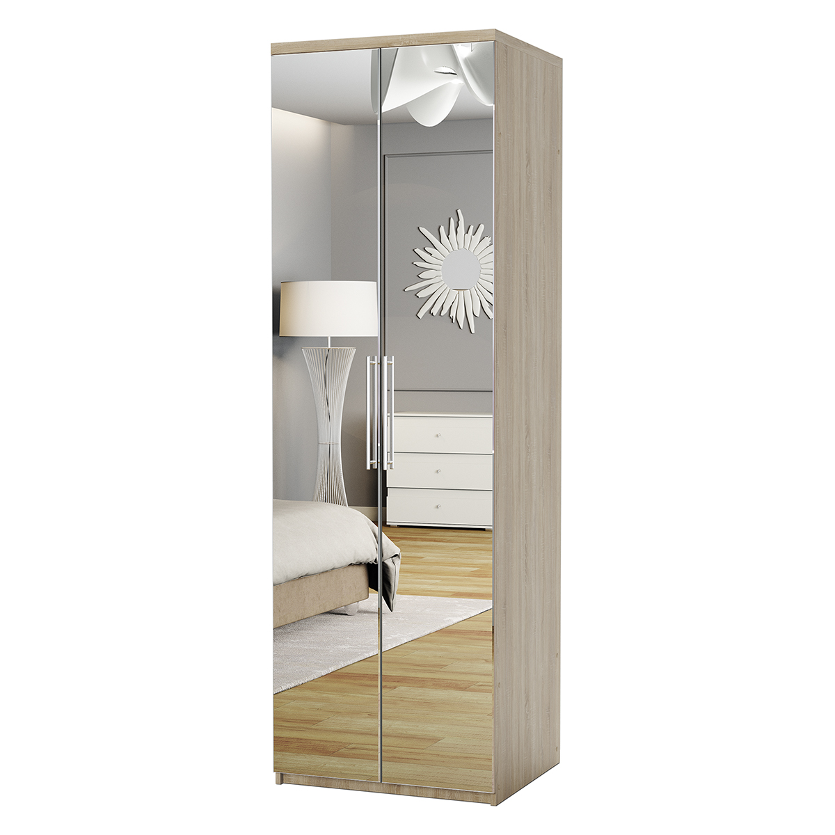 Шкаф комбинированный Шарм-Дизайн Комфорт МК-22 90х60 с зеркалами Дуб Сонома