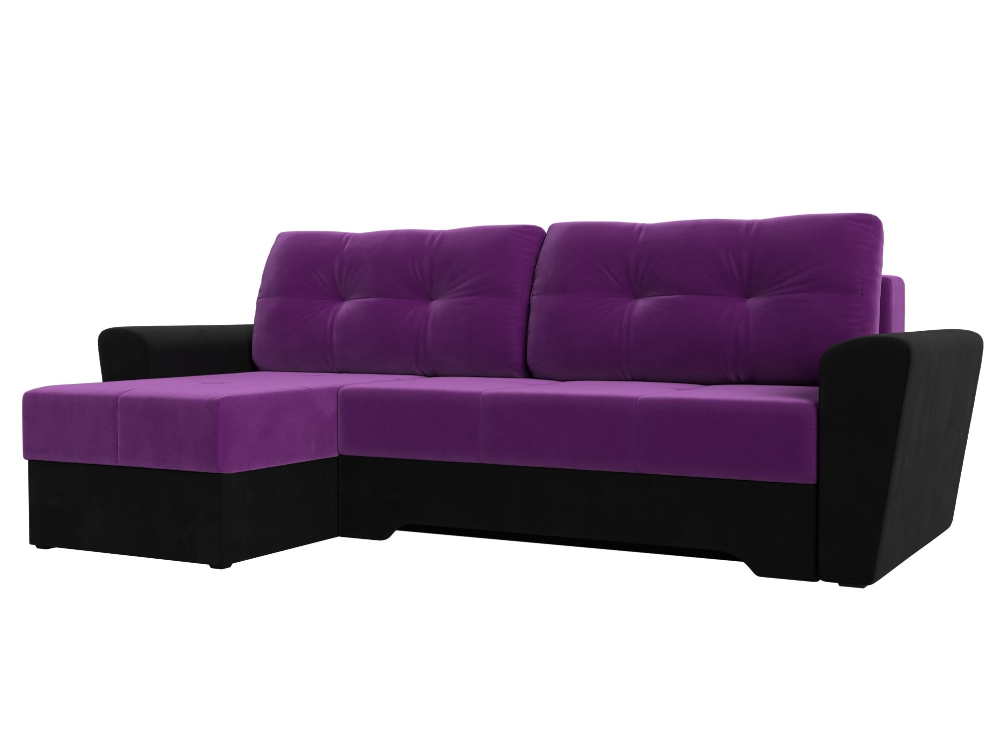 Угловой диван Амстердам левый микровельвет фиолетовый/черный