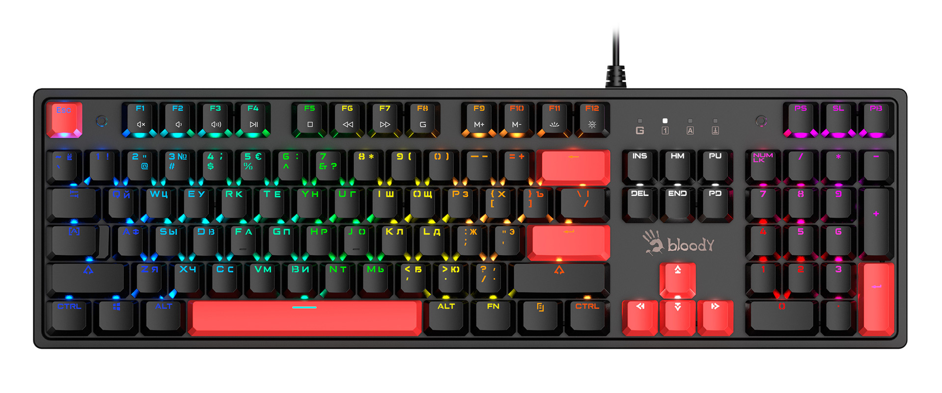 Проводная игровая клавиатура A4Tech Bloody S510N Black/Red