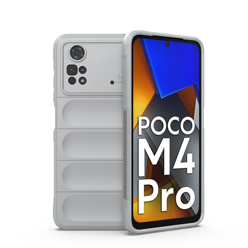 Противоударный чехол Flexible Case для Xiaomi Poco M4 Pro 4G (светло-серый)