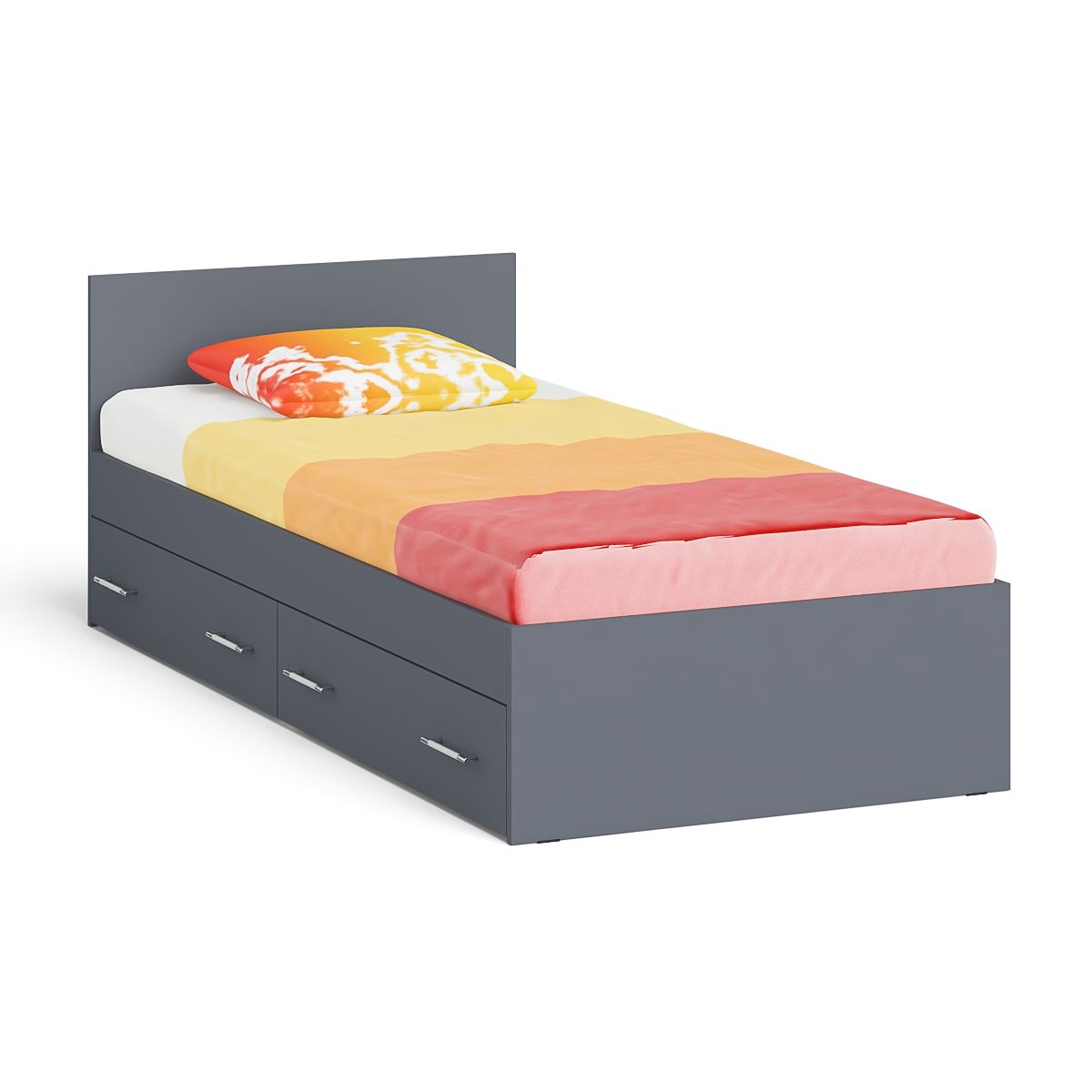 Кровать с ящиками СВК Мори 900 графит, 93,5х203,5х70 см