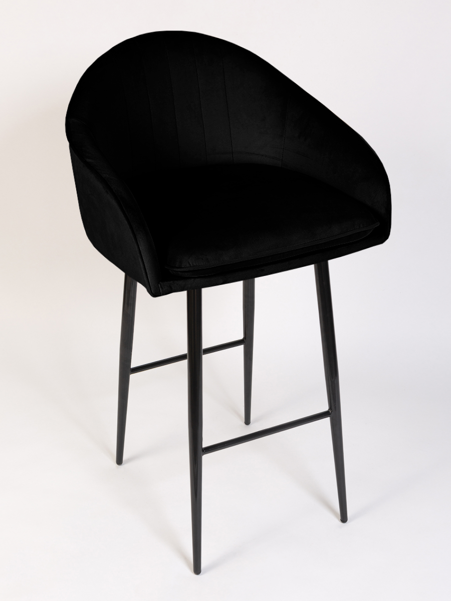 Барный стул Лотос, ноги черный металл, черный