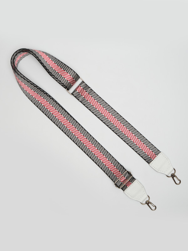 Ремень для сумки женский Ofta Strap черно-красный с белым, 140х3,8х0,2 см