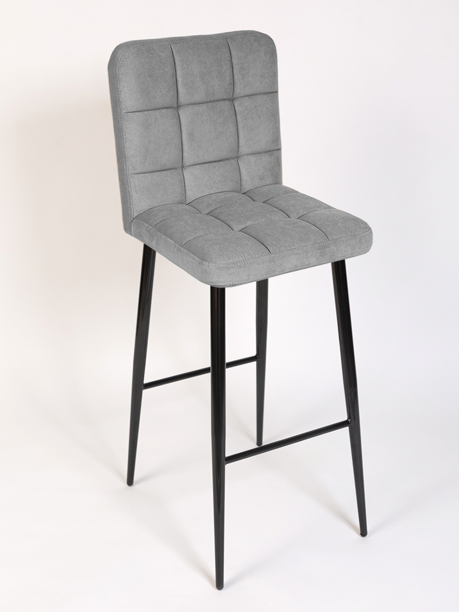 Барный стул Ирис, ноги черный металл, светло-серый