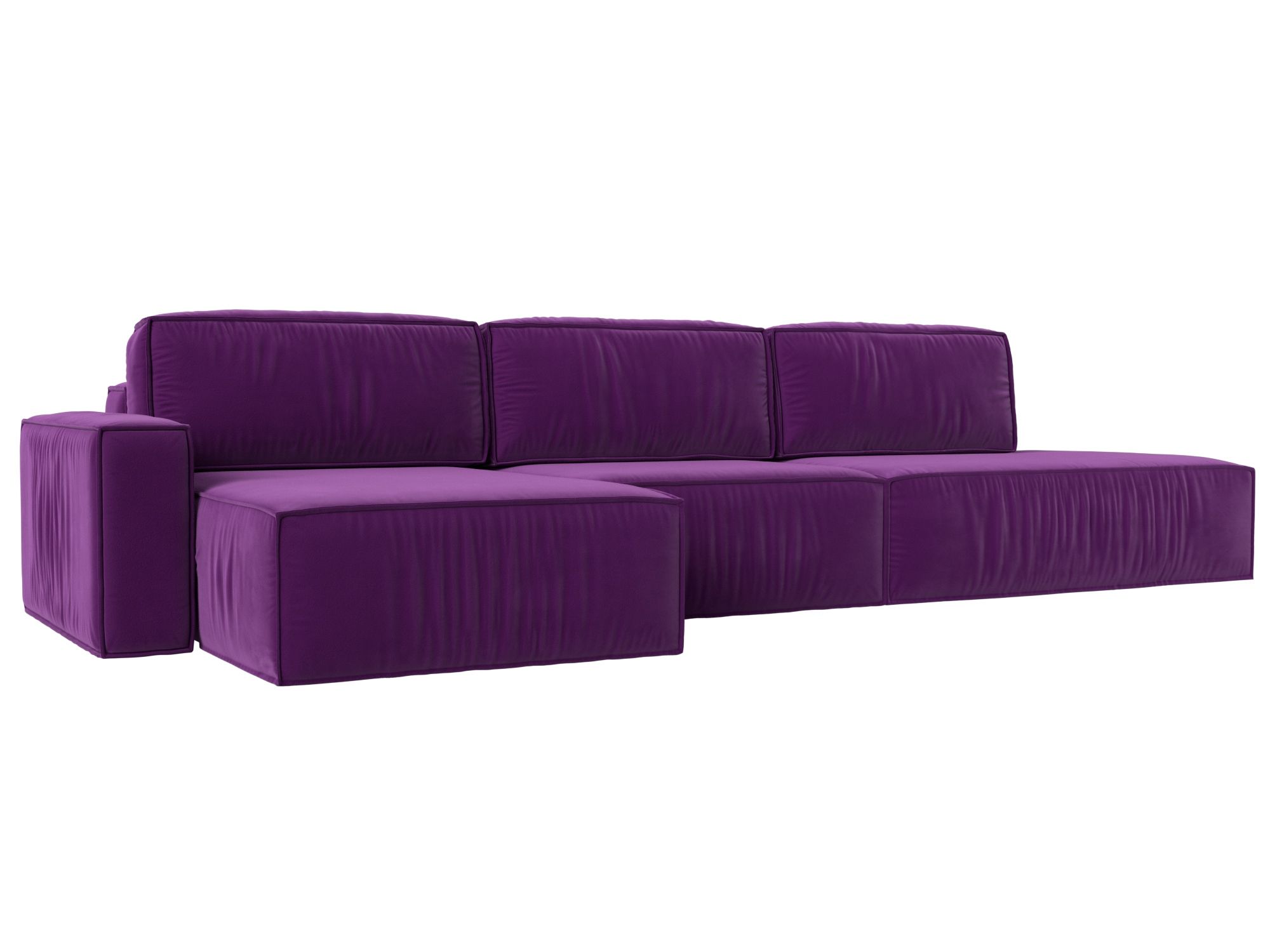 Угловой диван Прага модерн лонг левый микровельвет фиолетовый