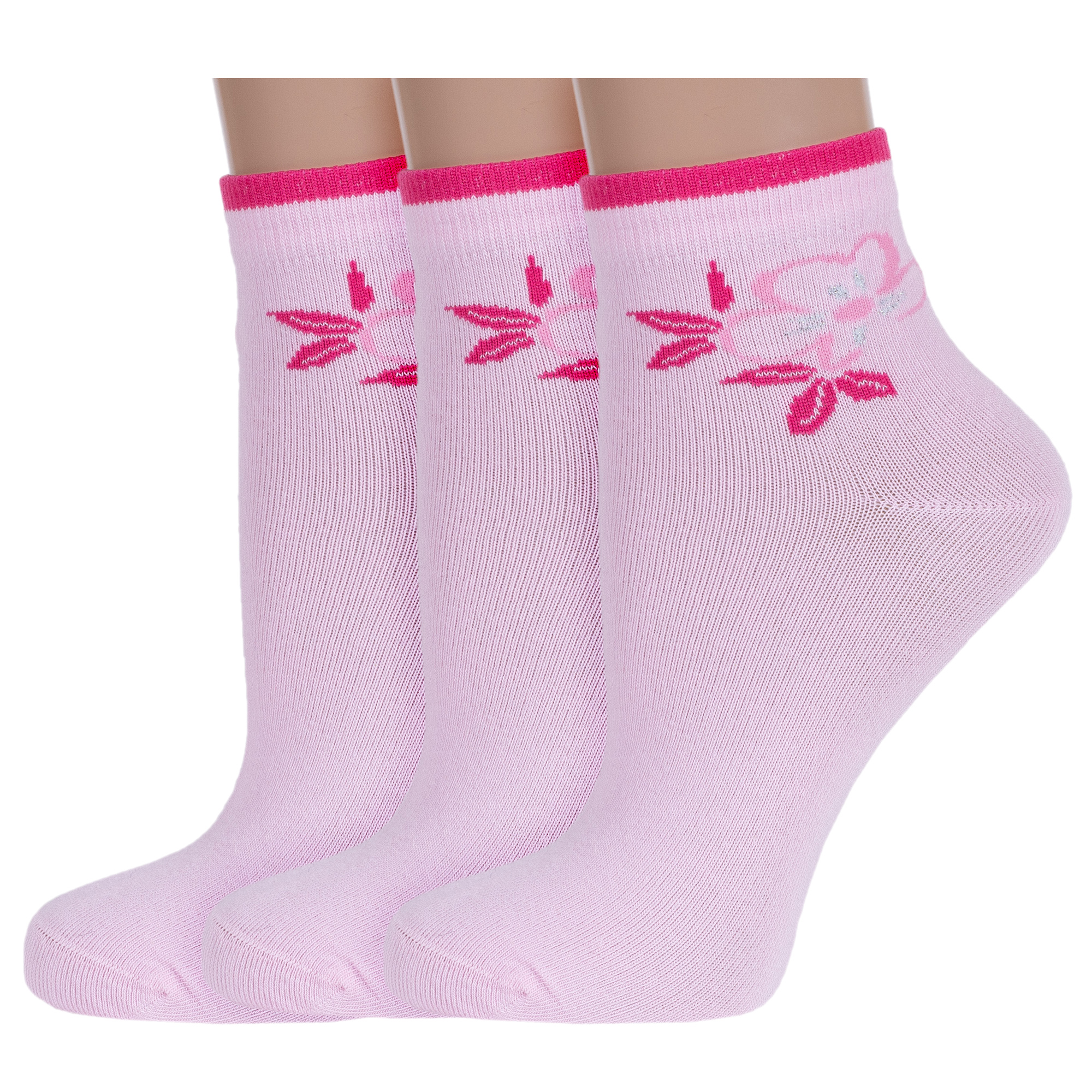 Комплект носков женских Rusocks 3-Ж-1350-01 розовых 23-25
