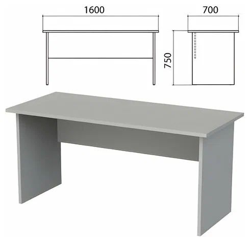 Стол письменный "Этюд", 1600х700х750 мм, серый, 400027-03