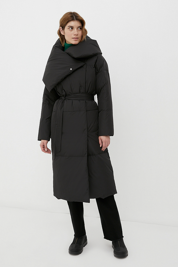 Пуховик-пальто женский Finn Flare FWB110121 черный XL/2XL