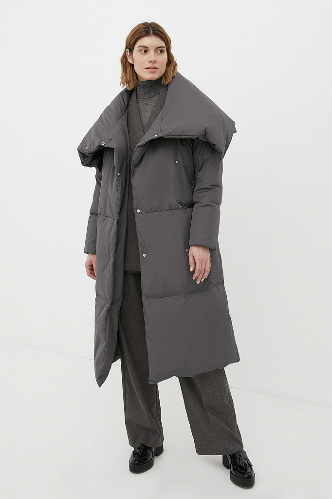 Пуховик-пальто женский Finn Flare FWB110121 серый XL/2XL