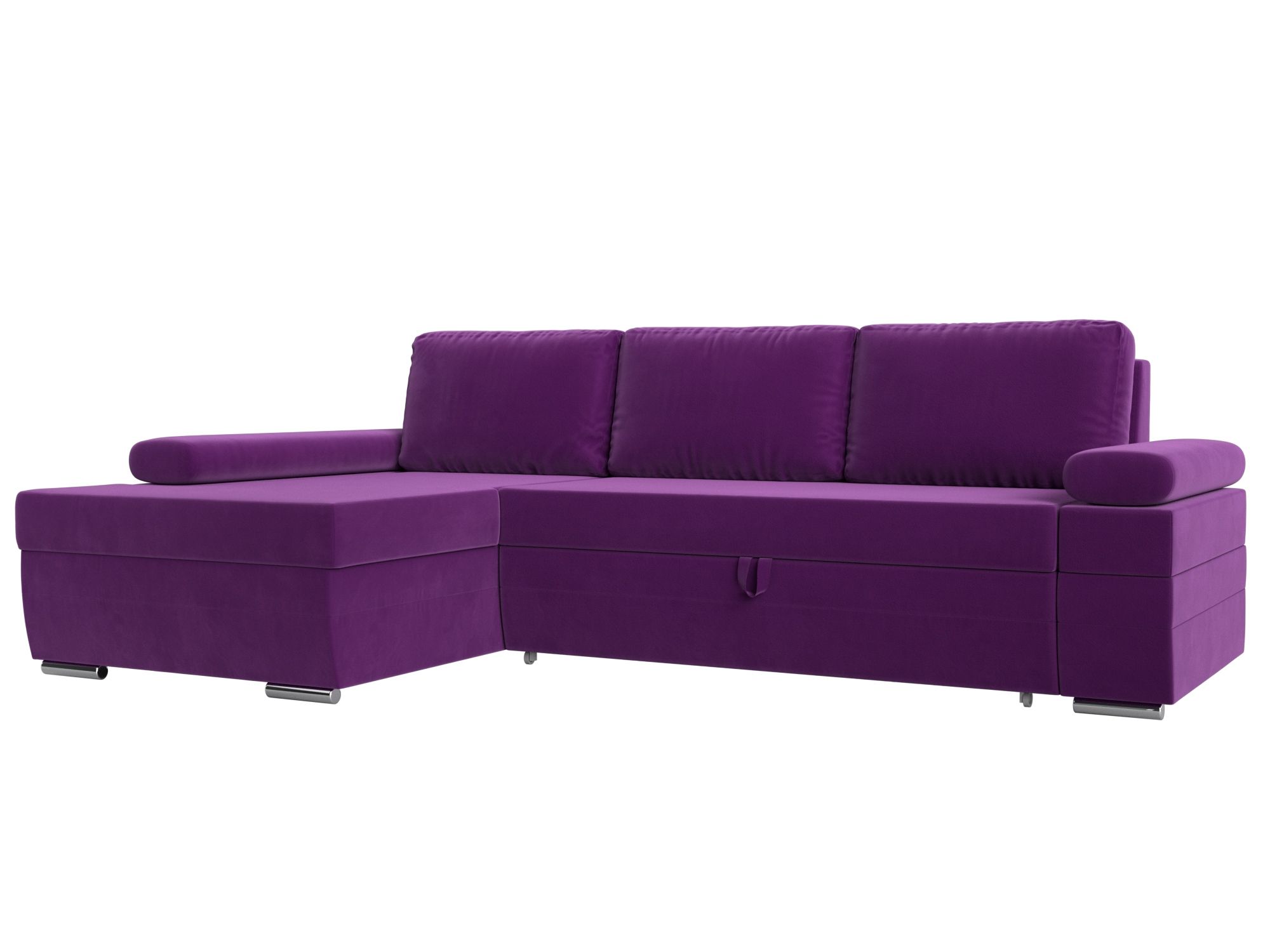 Угловой диван Канкун левый микровельвет фиолетовый