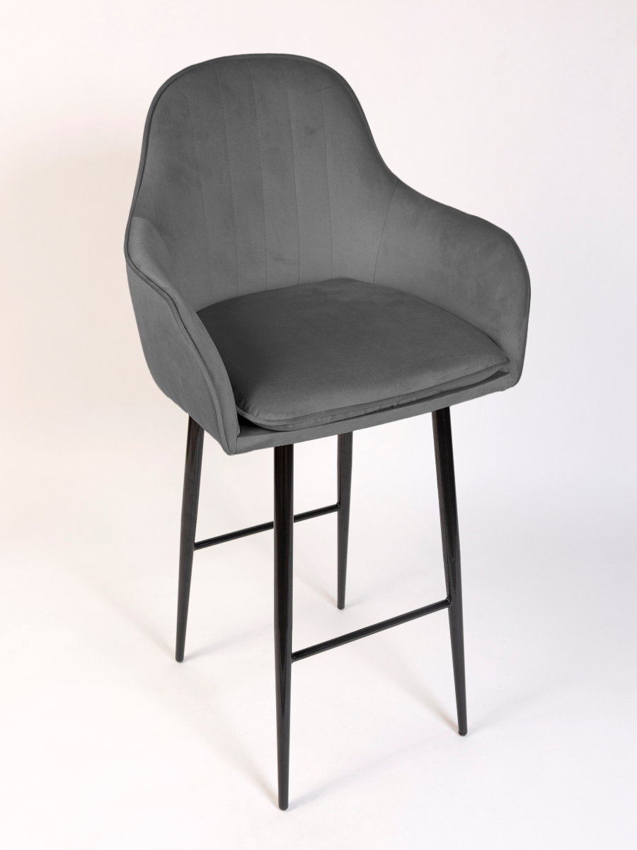 Барный стул Санрайс, ноги черный металл, темно-серый